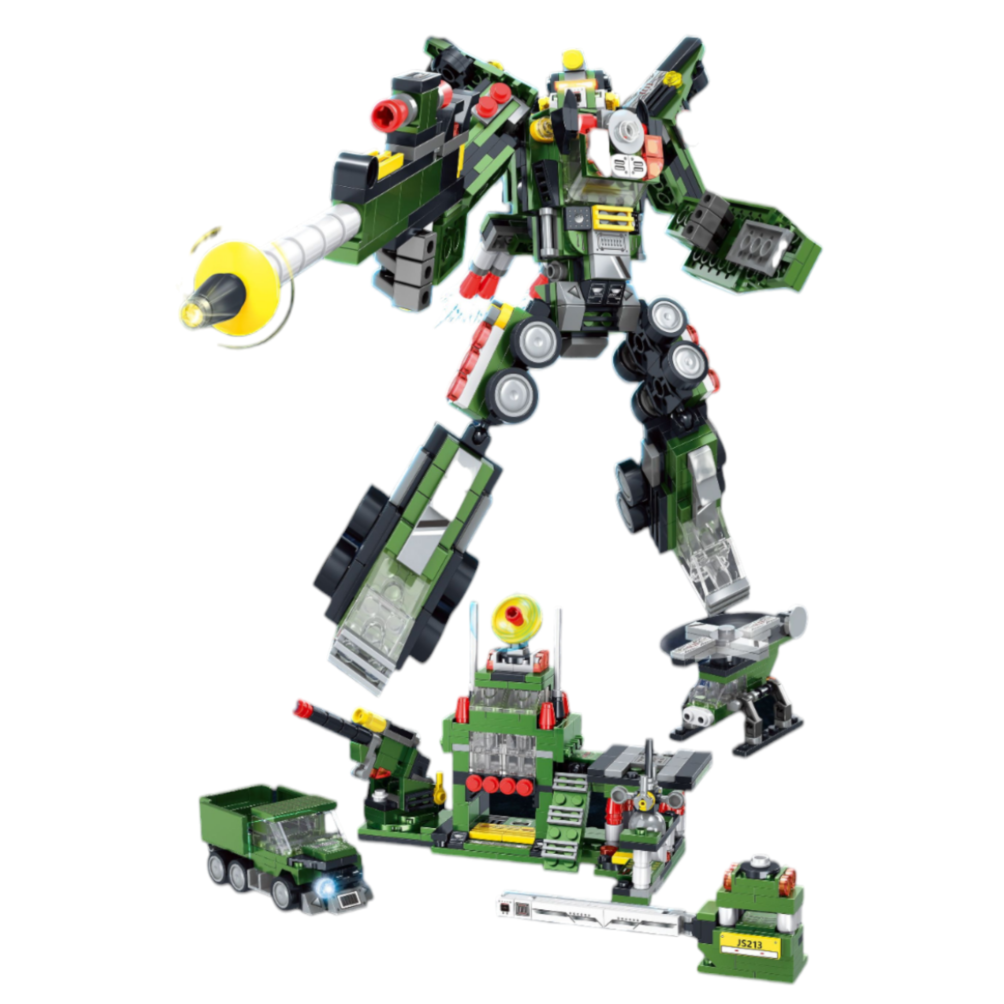 Robot Armable De Bloques 8 En 1 Vehículos Tipo Transformers - Verde