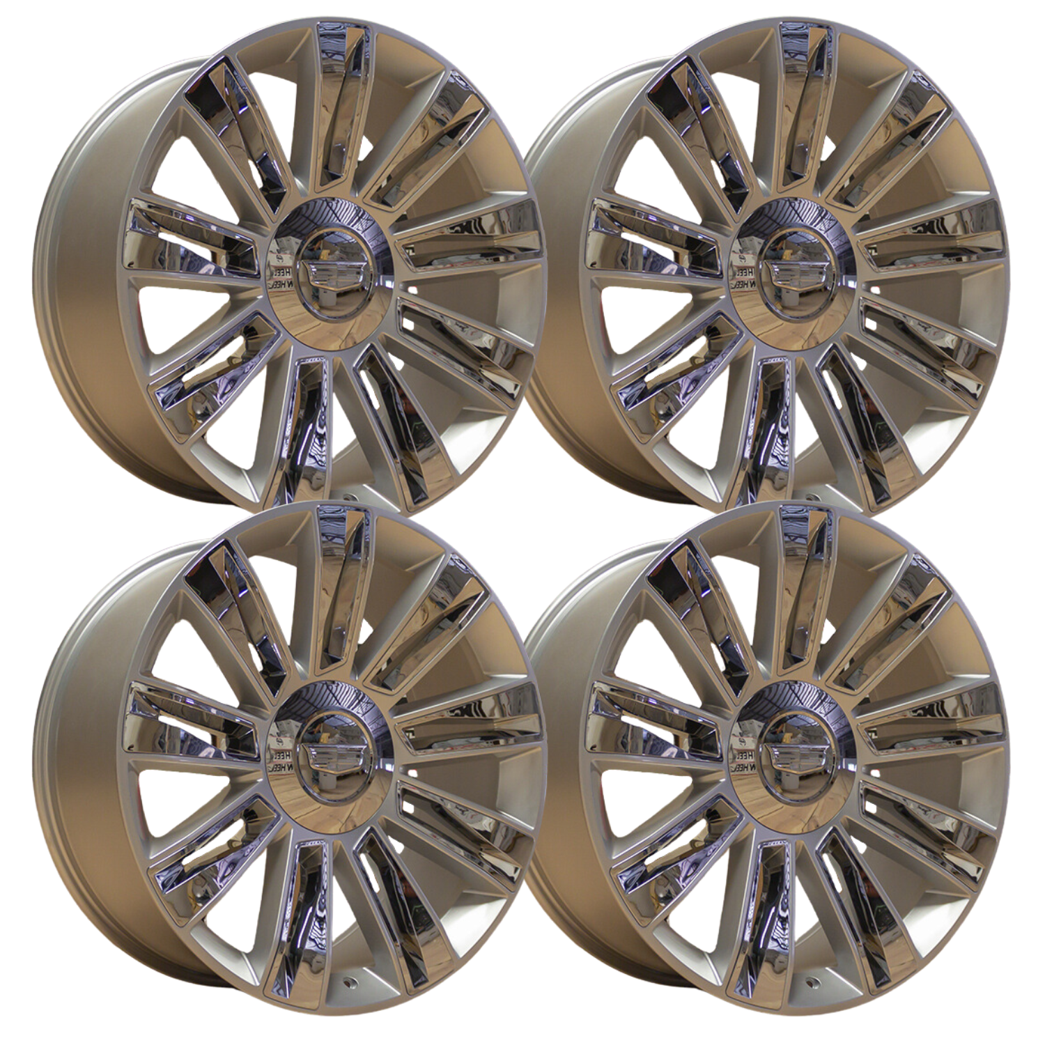 4 RINES SILVER + chrome insert 24 Chevrolet Silverado 1500,GMC Sierra 1500