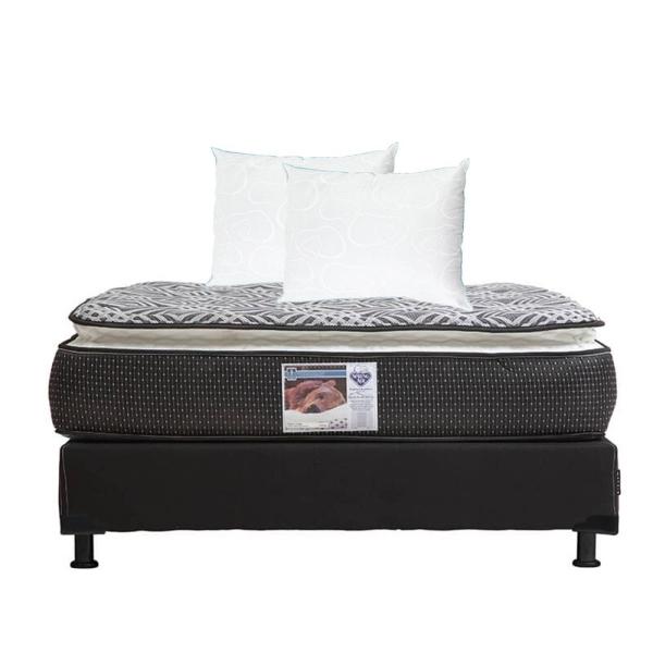 Colchón Matrimonial Spring Air Omega con Box Negro y 2 Almohadas