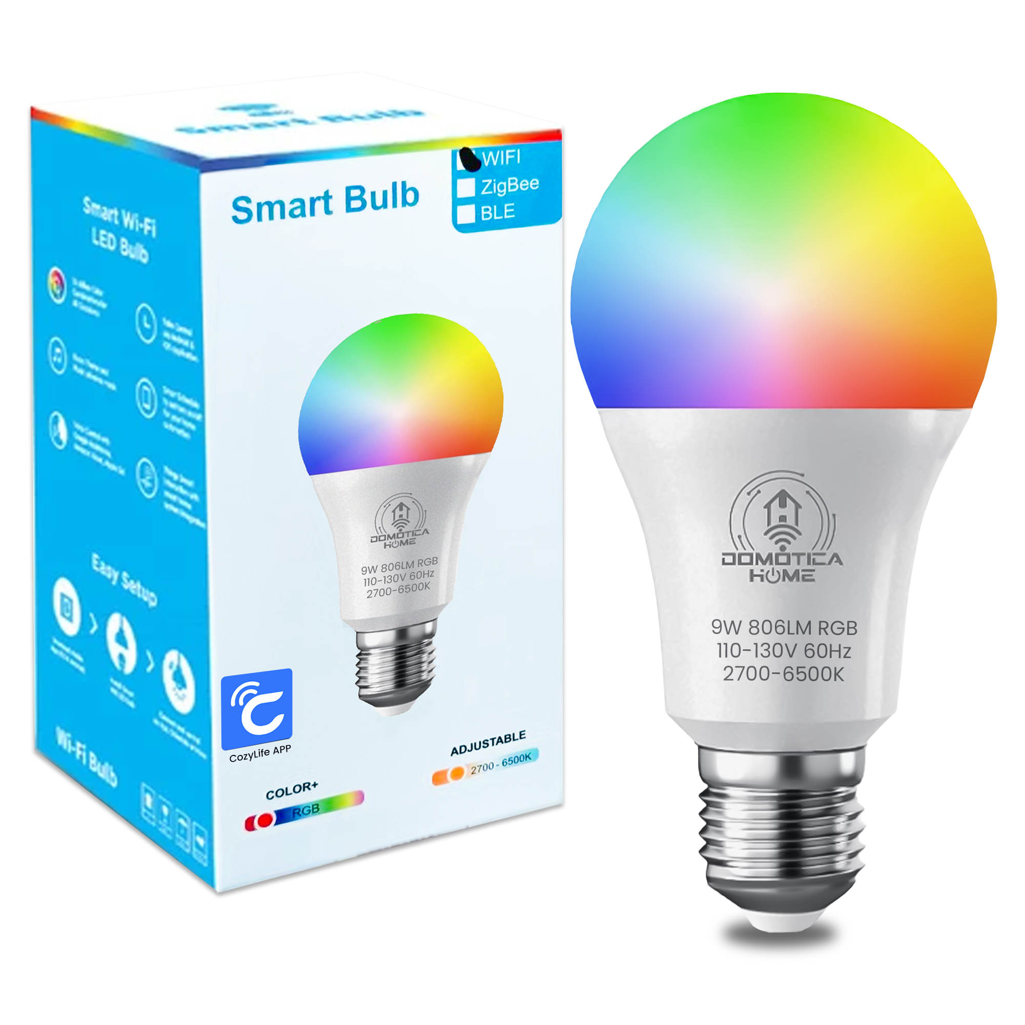 Foco Led Inteligente Domotica Home Rgb Wifi 9w 806l Cozylife.