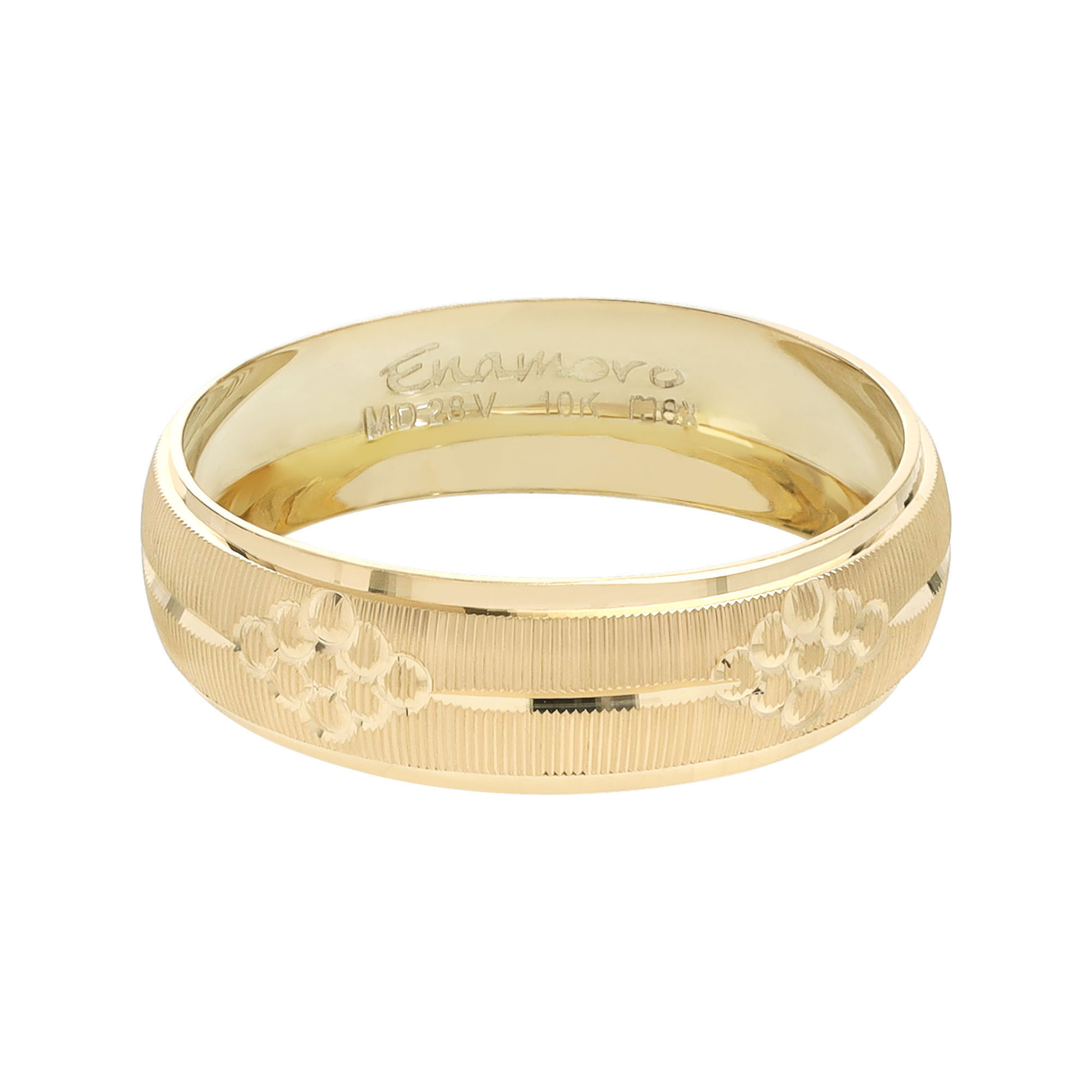 Fina Argolla Matrimonio ORO 10K 6MM diamantada ARL11.