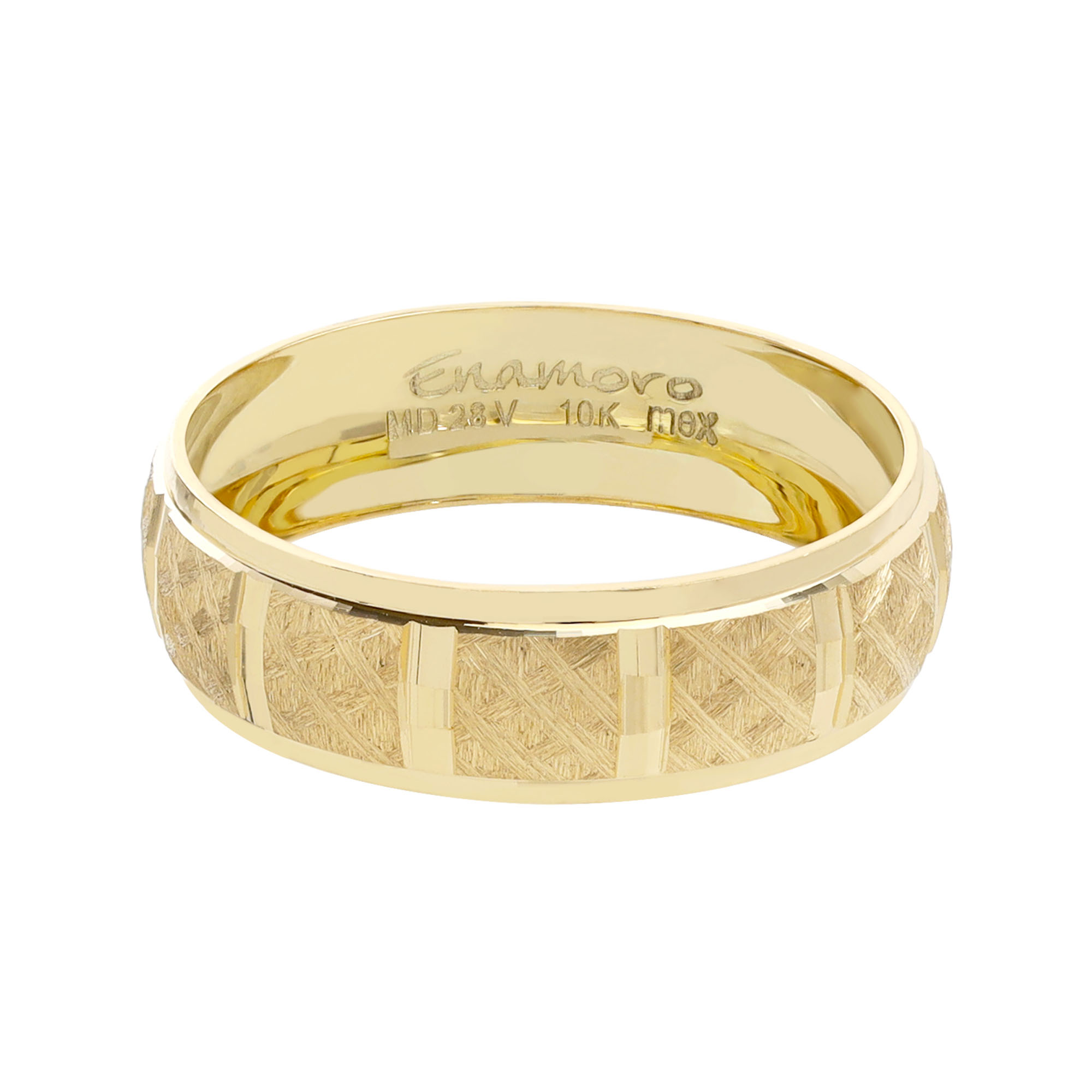 Argolla Matrimonio Oro 10K 6mm diseño diamantado mod.ARL05.