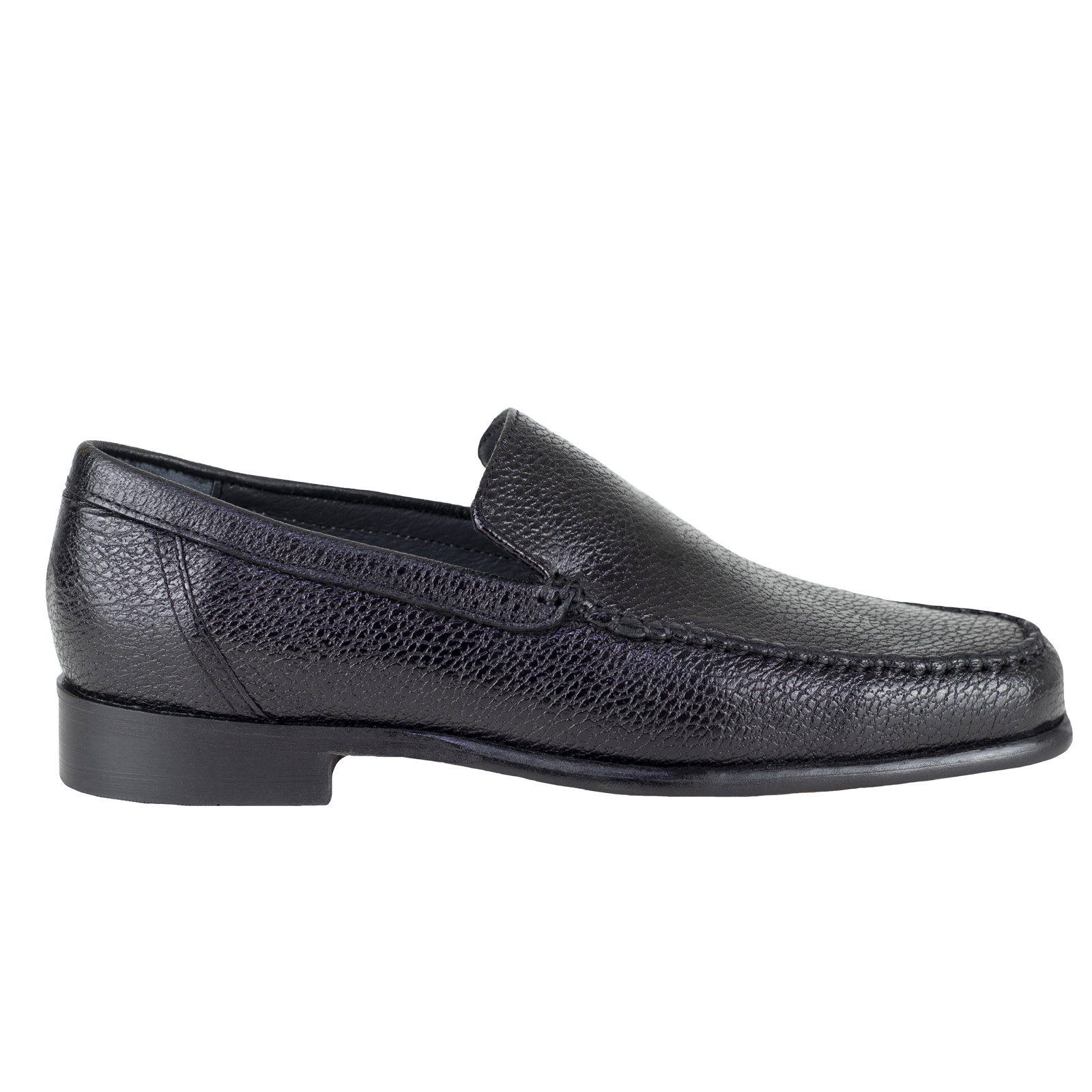 Mocasin Negro Clasico Hombre Graneado Suela Cuero Bond 20114.