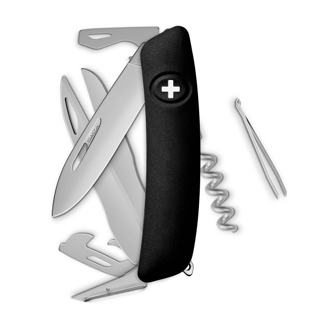 Navaja SWIZA KNR.0116.1010 ALLMATT Standard D07 R, 13 funciones, negro.