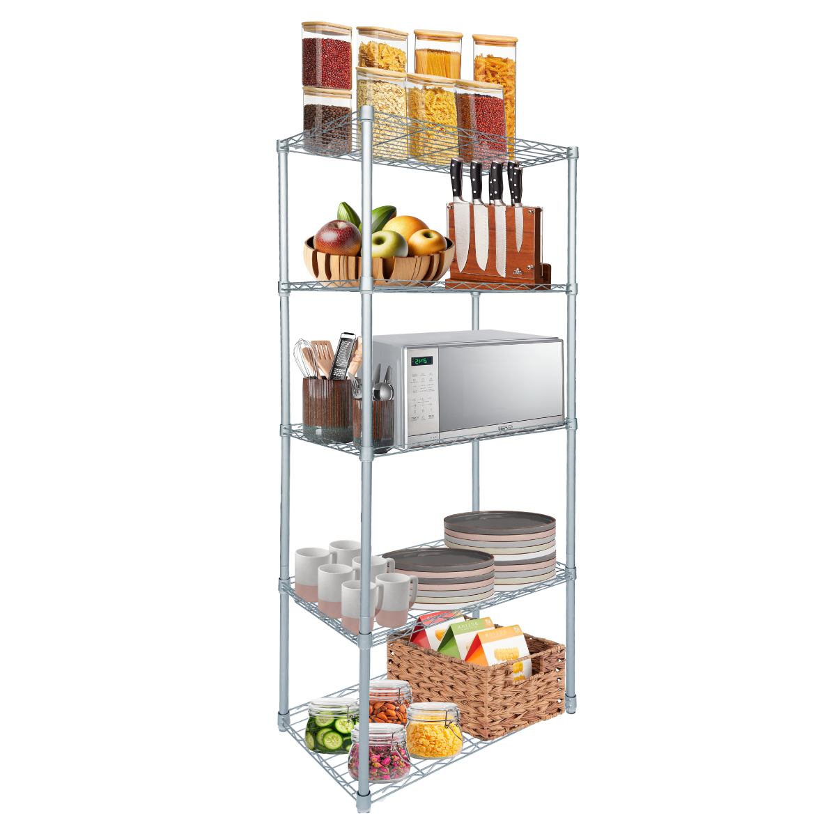 Rack Estante Metálico Multiusos Con Repisas 5 Niveles.