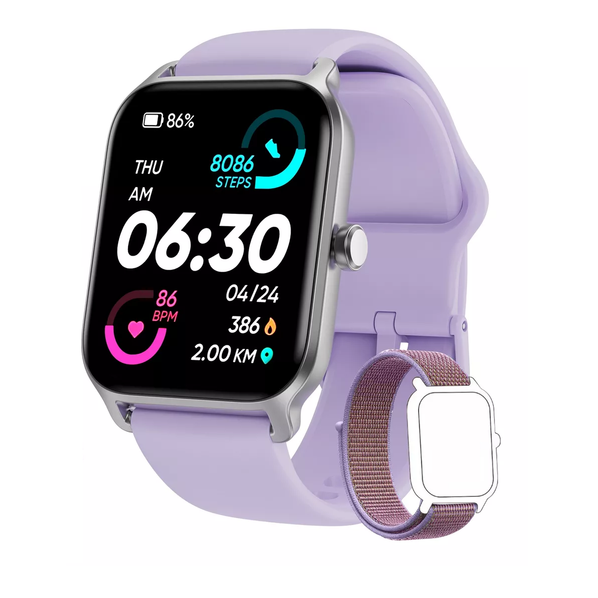 Smartwatch 1.8'' Reloj Inteligente Bluetooth Llamada Alexa Violeta.