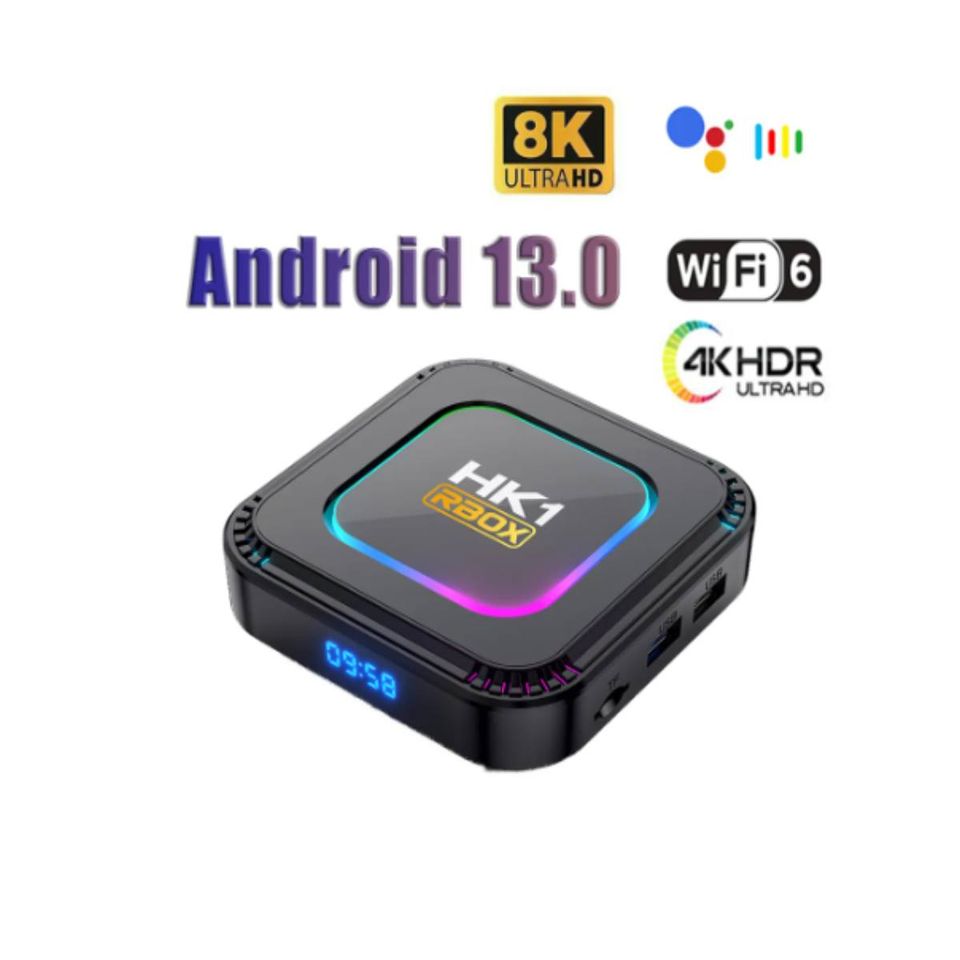 TV box smartTV pantalla negro control inteligente luz Android 13 8K RGB ...