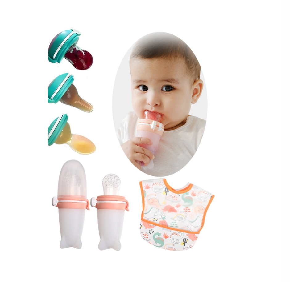 Chupón Alimentador Fruta Y Biberón Cuchara Para Papilla rosa