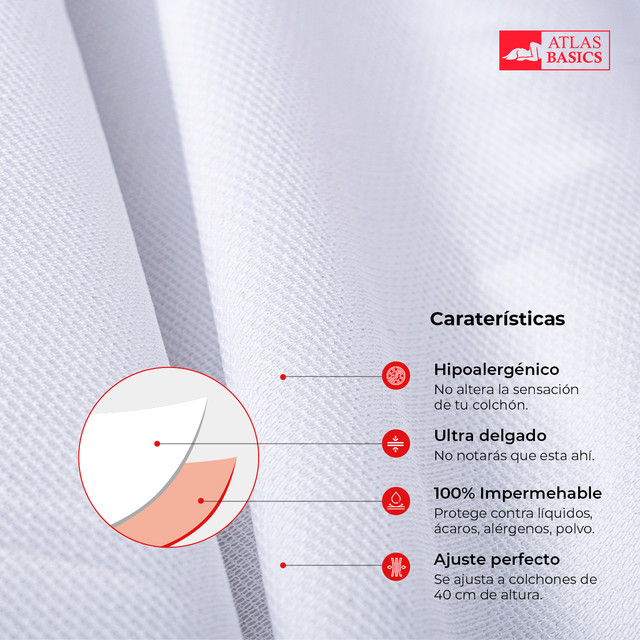 Cubre Colchón Matrimonial Impermeable Pack 2 Almohadas Atlas Basics