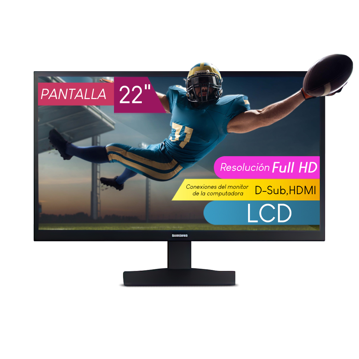 Monitor Samsung S33A Essential 22Pulg FHD 60hz 5ms HDMI VGA Plano Black ...