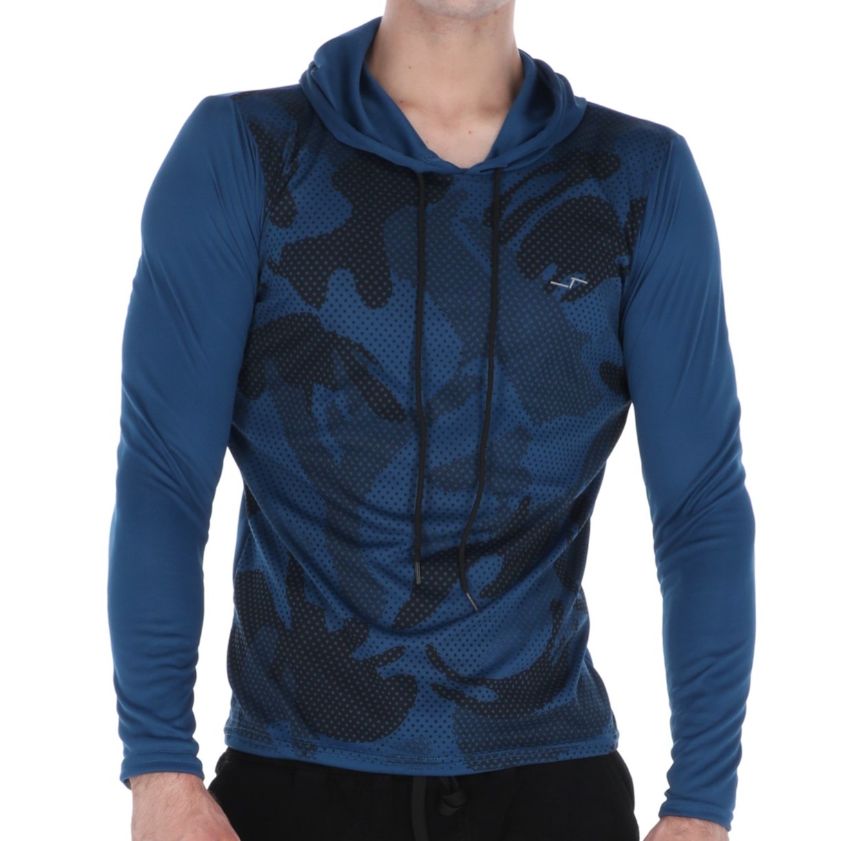 Playera Deportiva Manga Larga Con Capucha Color Azul Para Hombre CHB ...