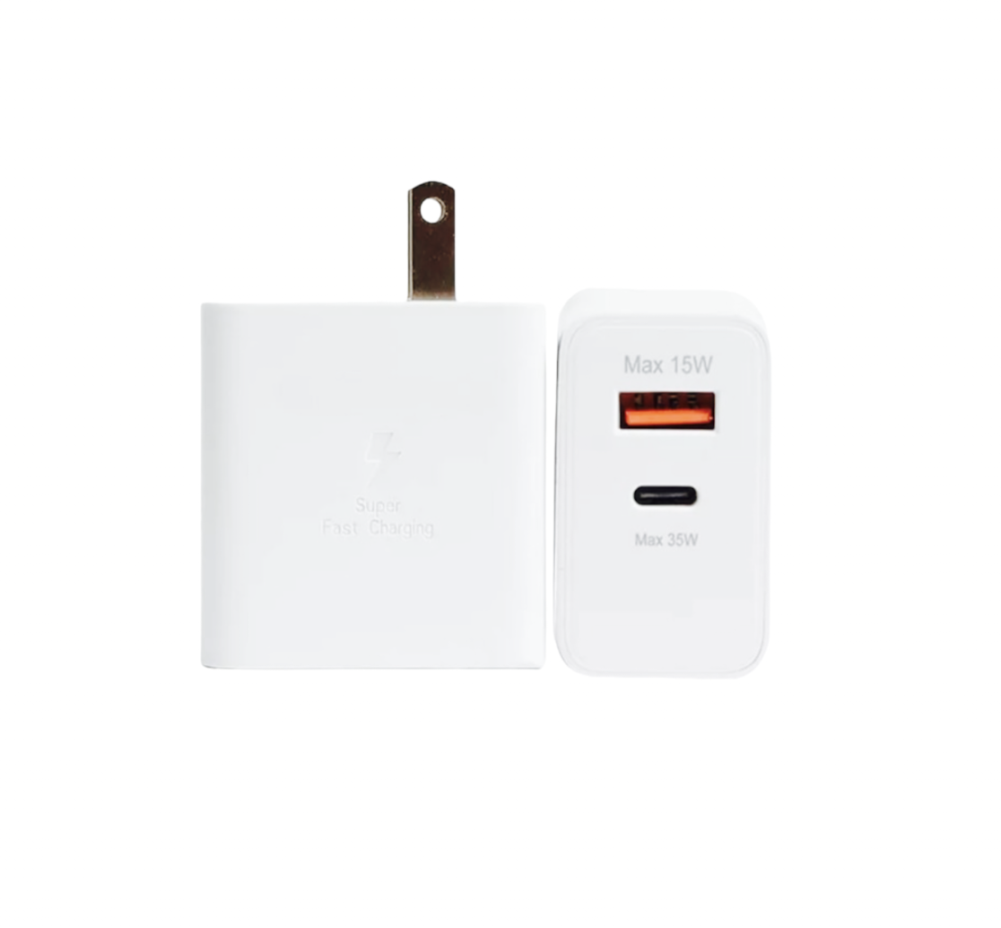 Cubo Cargador Carga Rápida con 2 Puertos Turbo Tipo-C y USB-A de 35W PD más Cable Tipo C Gratis ...