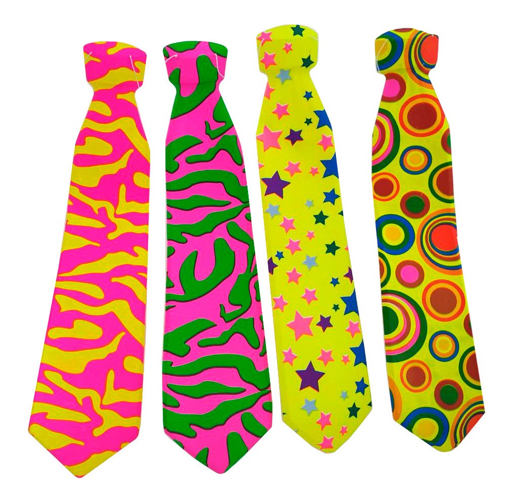 70 Corbata Colores Neón Glow Boda Xv Fiesta Plastico.