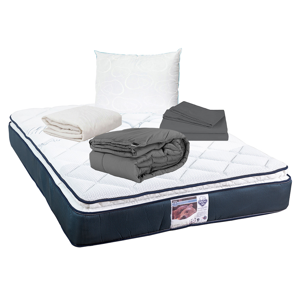 Colchón Spring Air Monaco queen size con protector, sábanas, almohada y ...