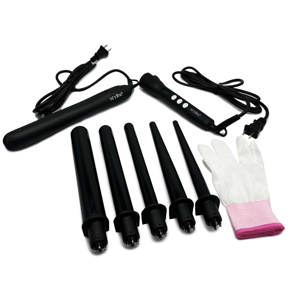 Stylisé Pro 6 en 1 Plancha Alaciadora & Ferros Profesionales Negros.