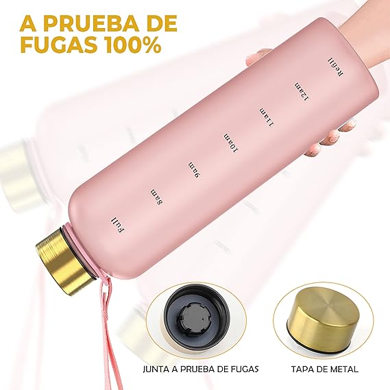 A Botella de agua 1 litro motivacional deportiva con marcadores cilindros, GIVOOBE Botella De ...