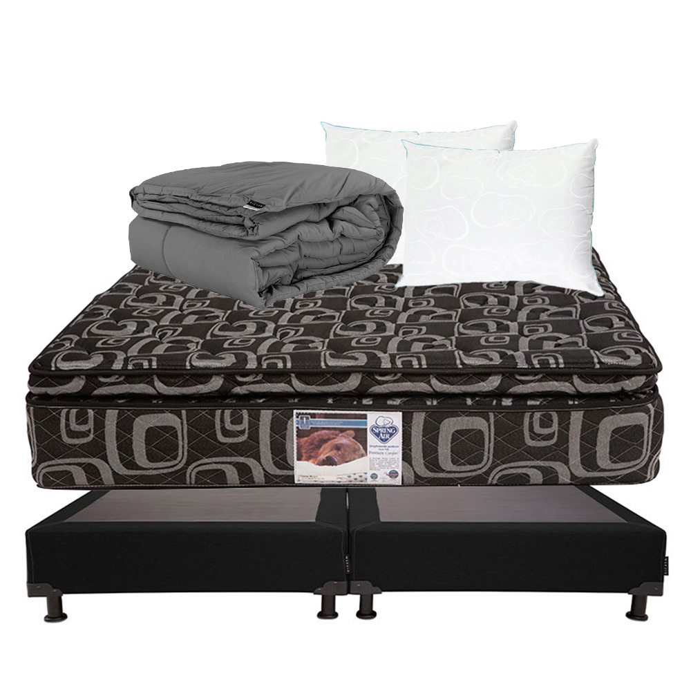 Colchon King Size Spring Air Morgan Con Box Negro, 2 Almohadas Osos y ...