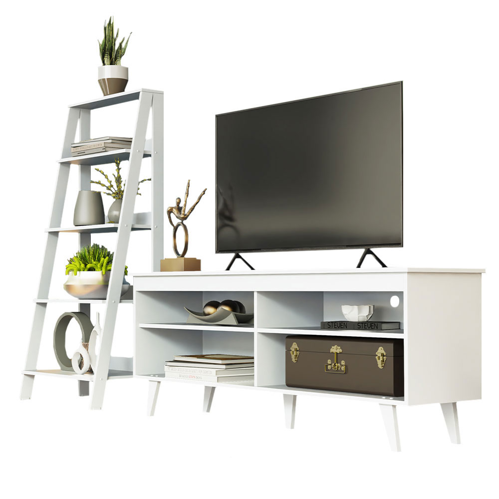 Mueble Mesa Para Tv Rack Madesa Unide 65" Con Escalera