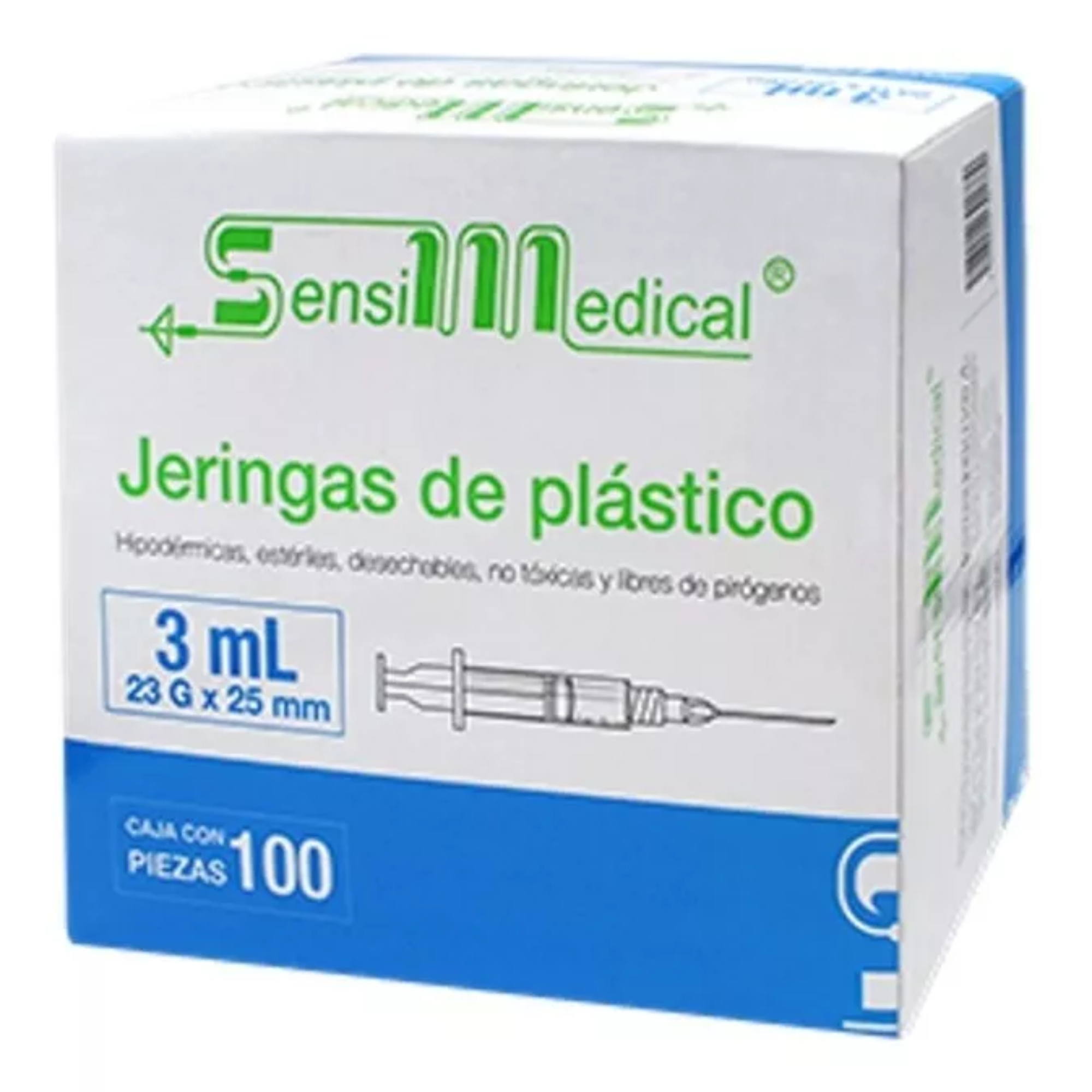 Jeringa Sensimedical 3ml C/aguja 23gx25mm Azul Caja C/100pz Capacidad ...