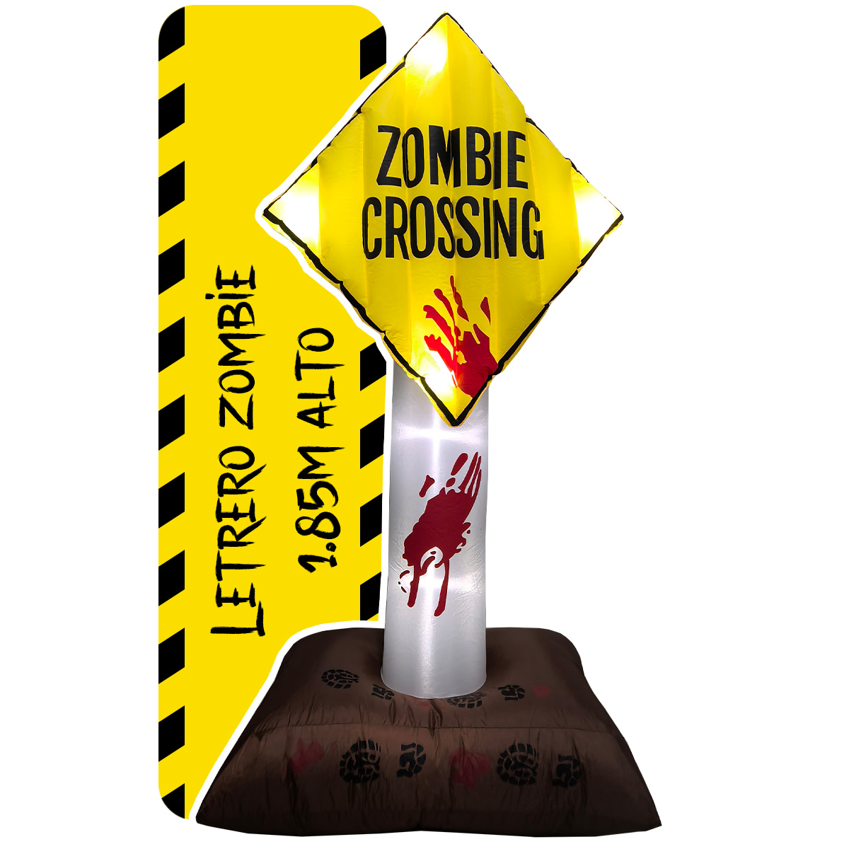 Inflable de Halloween Letrero vial zombi zombie con luces que parpadean ...