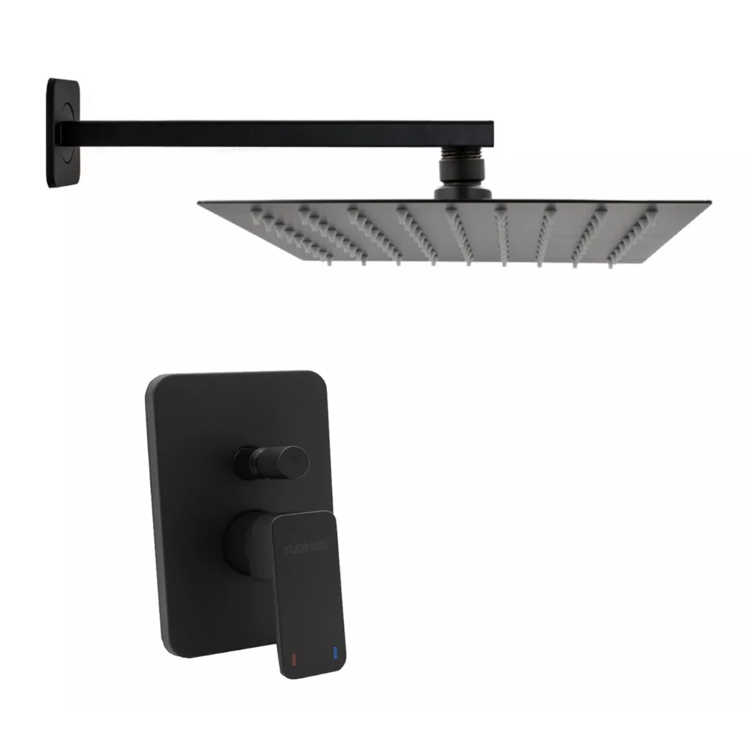 Regadera Cuadrada 20cm Con Brazo Y Monomando Desviador Rubinett Acero ...