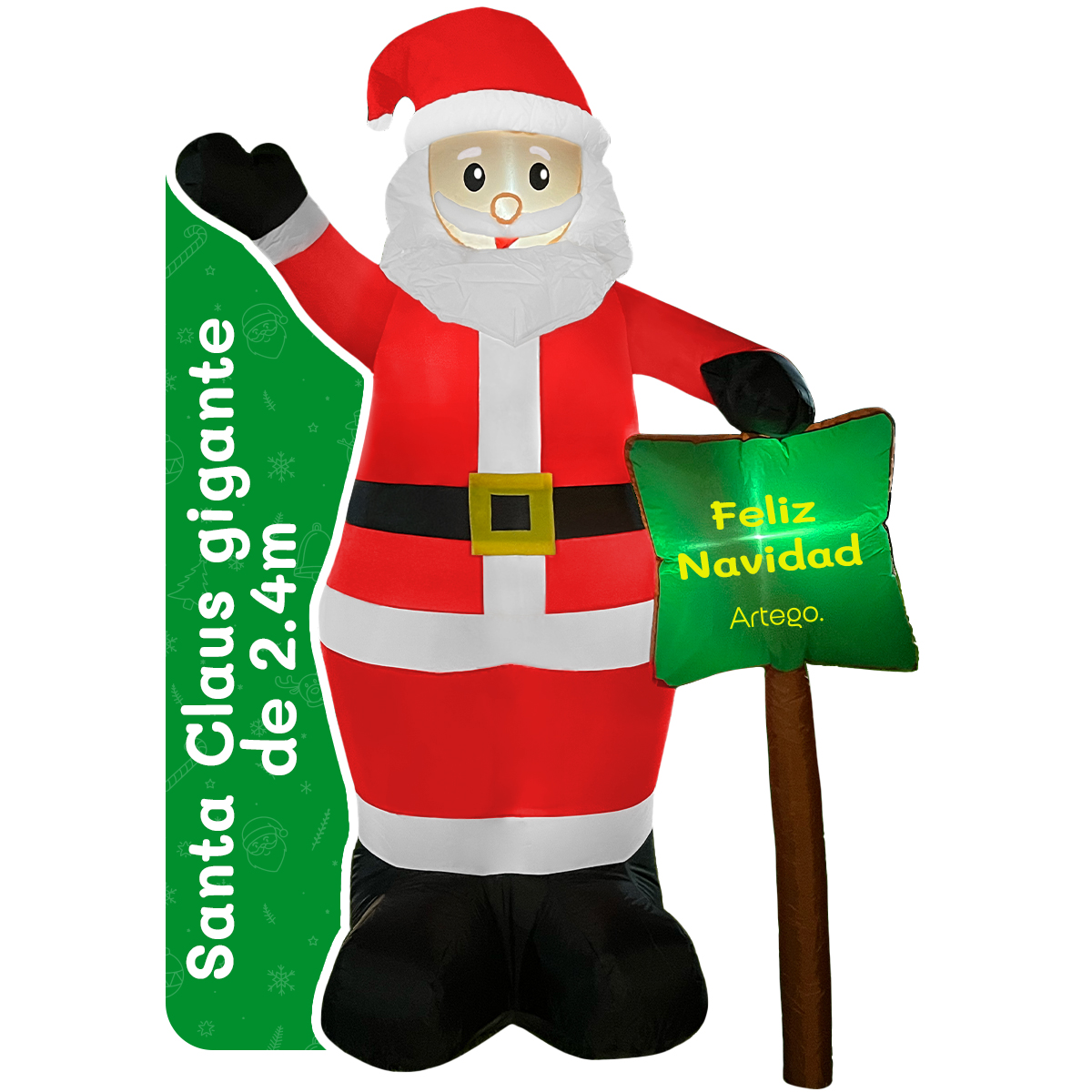 Inflable de Navidad Santa Claus gigante con letrero navideño de 2.4m de ...