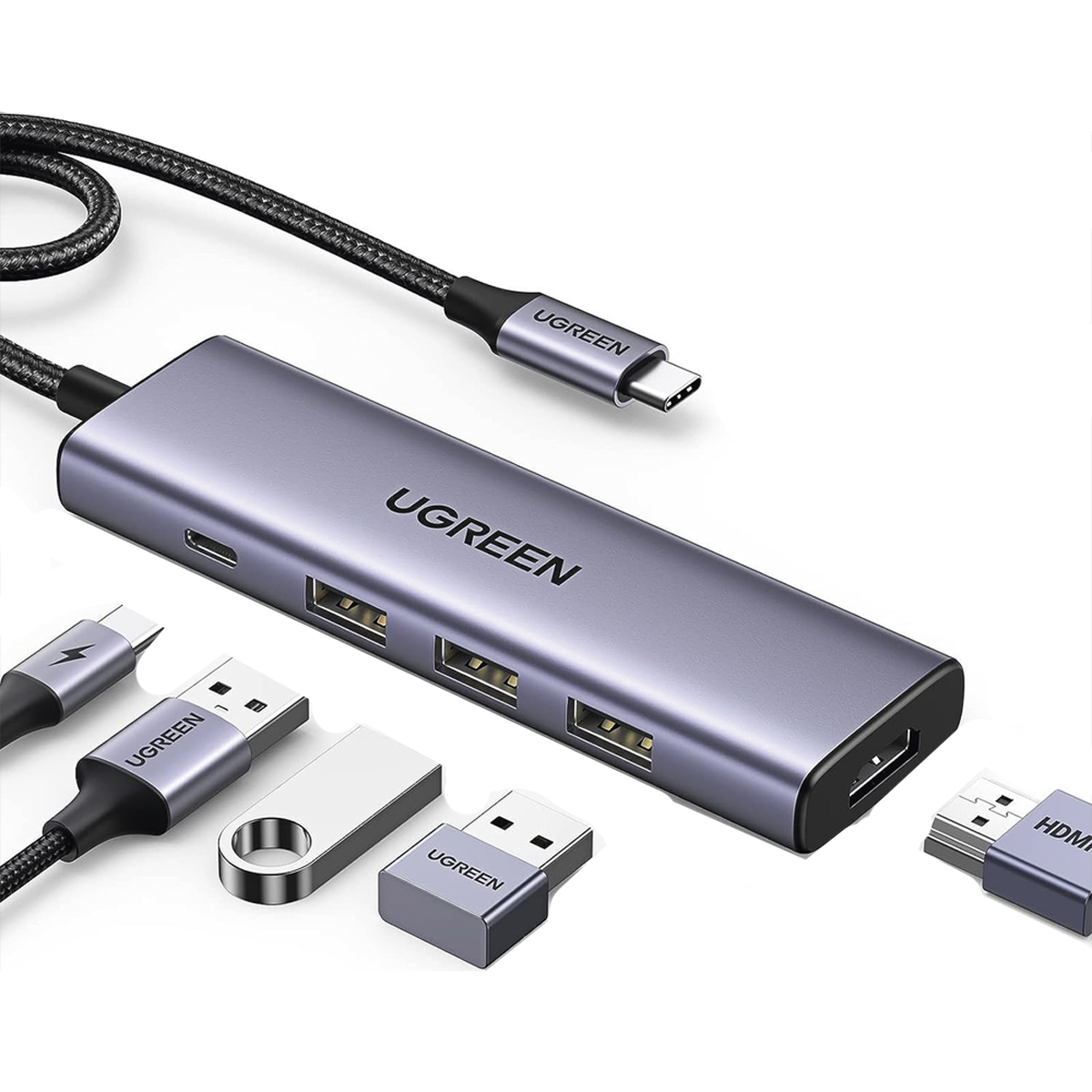 Ugreen 15596 Hub Usb-c 5 En 1 Para 3* Usb 3.0 + Hdmi 4k