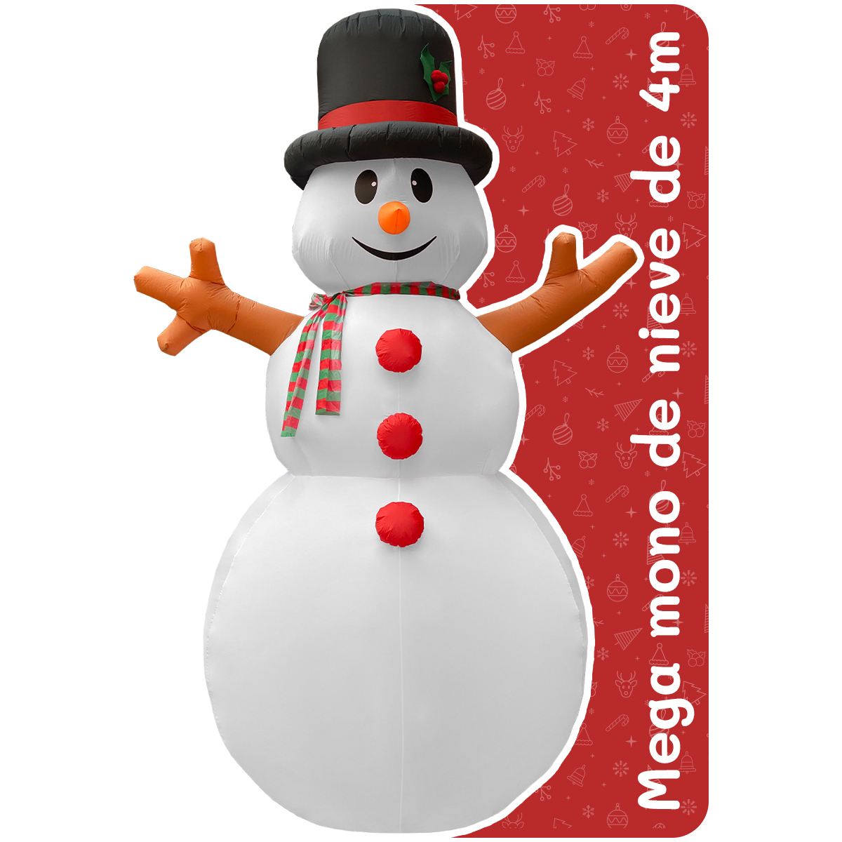 Inflable de Navidad mono de nieve snowman mega gigante 4m de alto con ...