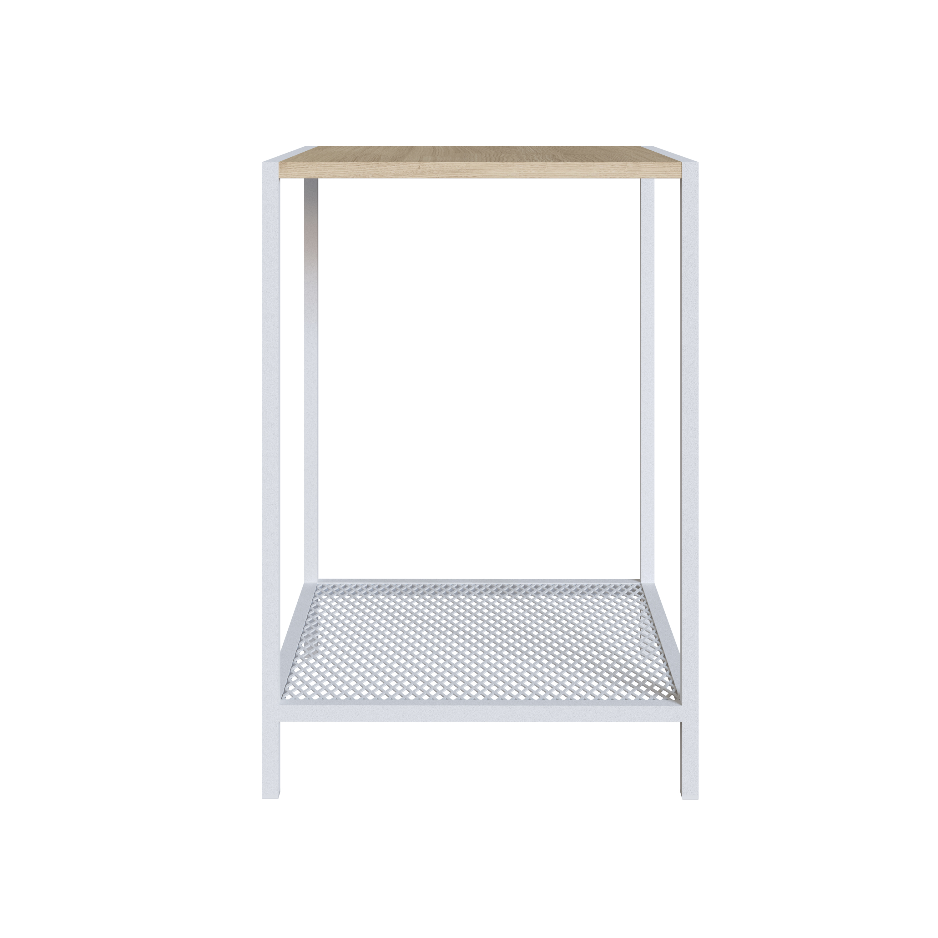 Mesa Lateral Color Blanco y Madera con 1 Entrepaño y Estructura ...