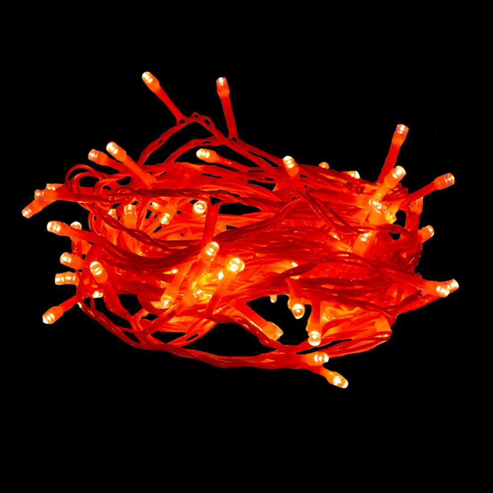 Serie De Luces 100 Led Luz Naranja 8 Funciones 6.6 Mts para Halloween y ...