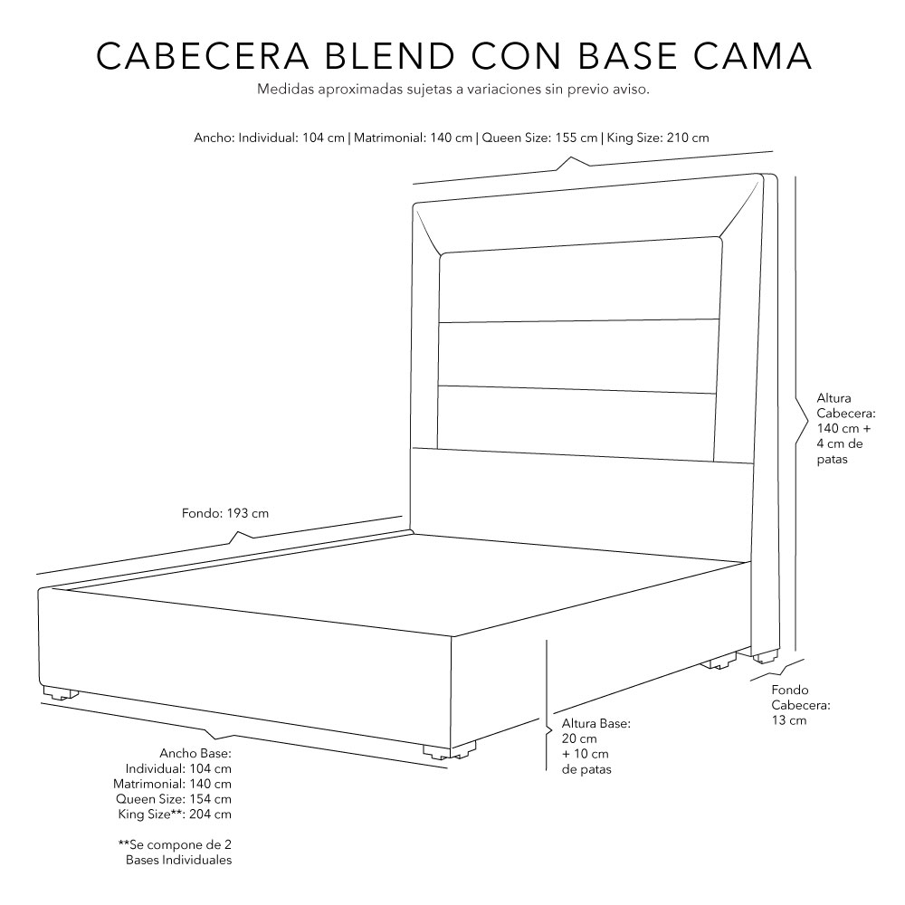 Colchón Matrimonial Restonic Nautilus Con Cabecera Blend Y Base Cama