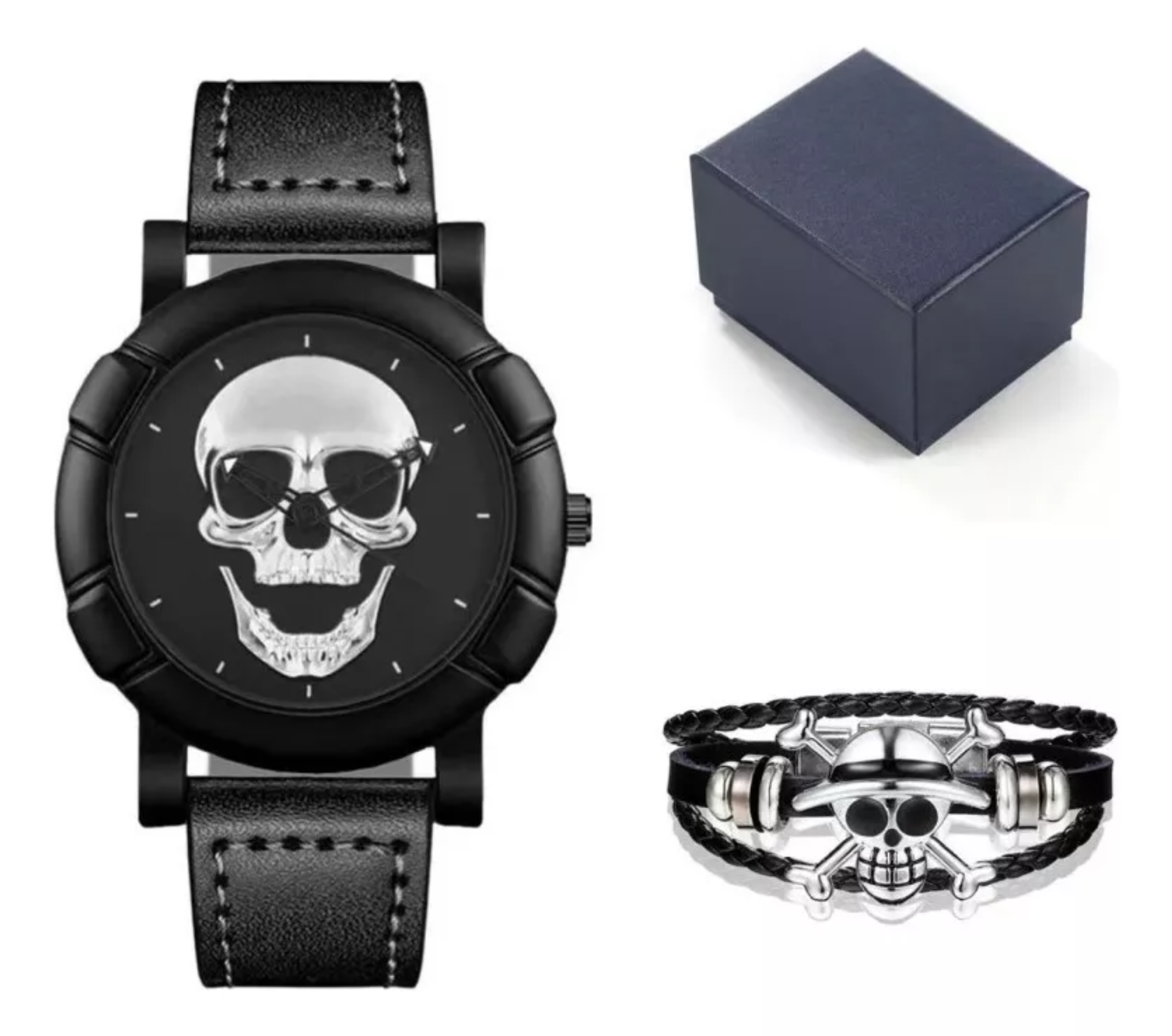 Reloj Analogo Diseño De Calavera Color Negro