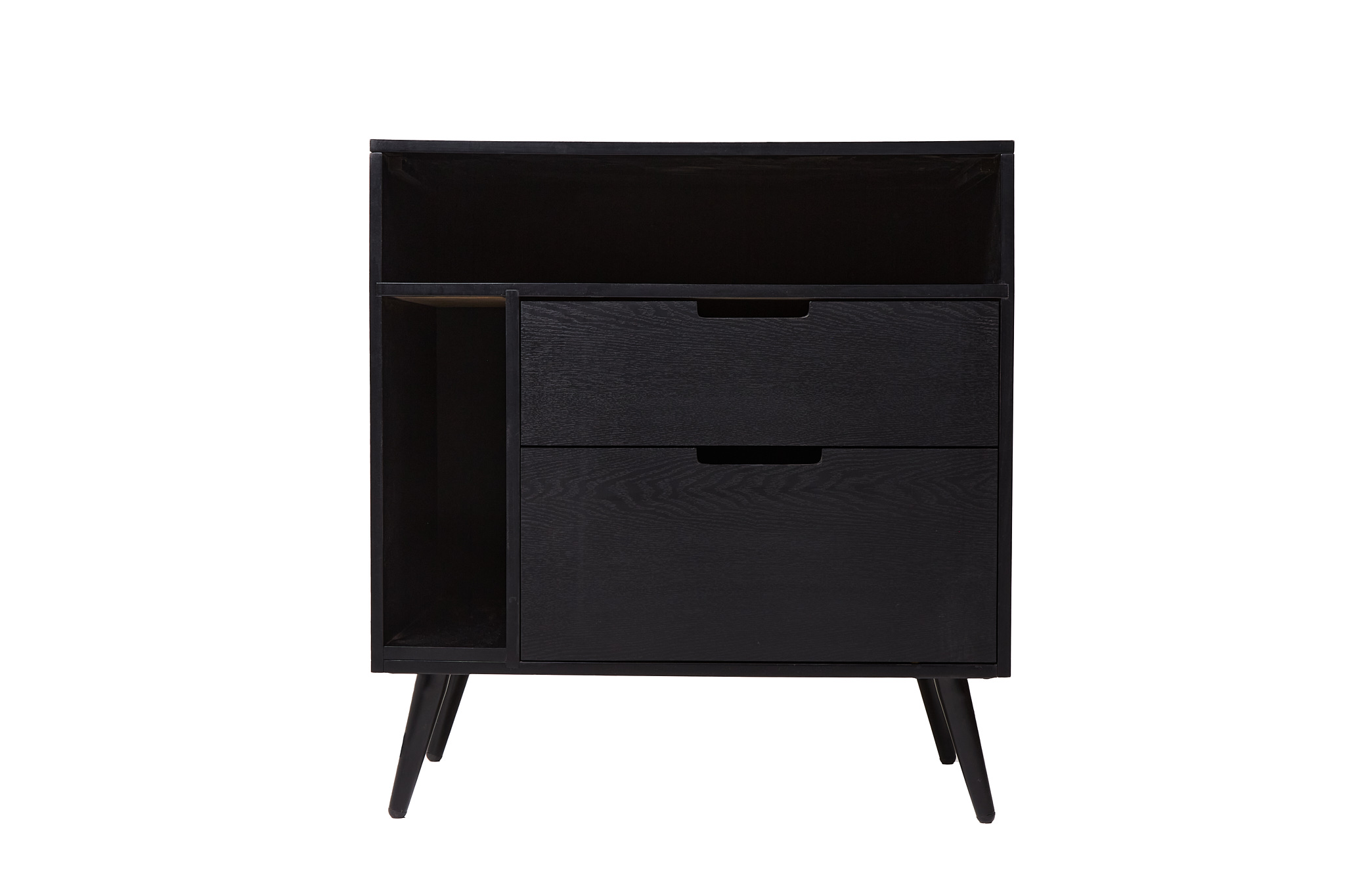 Buró Color Negro con 2 Espacios Abiertos y 2 Cajones con Corredera de ...