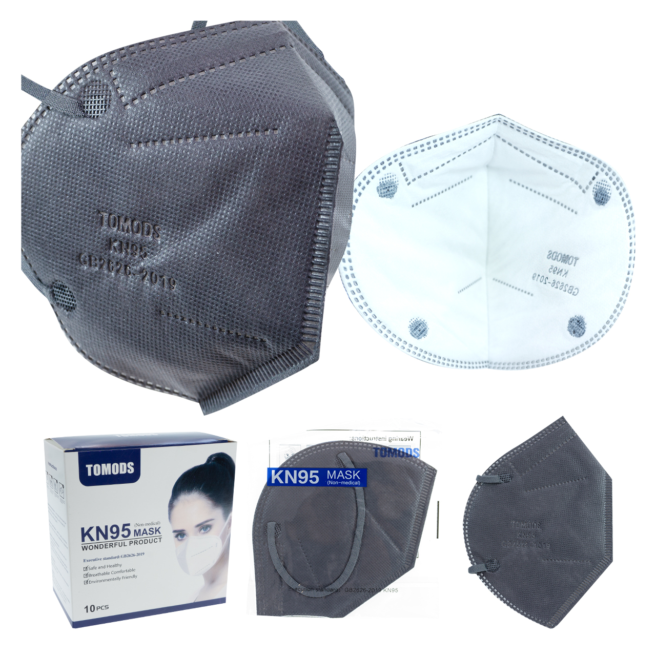Kn95 Mascarillas Cubrebocas 100 Pzs Colores Tomods Calidad