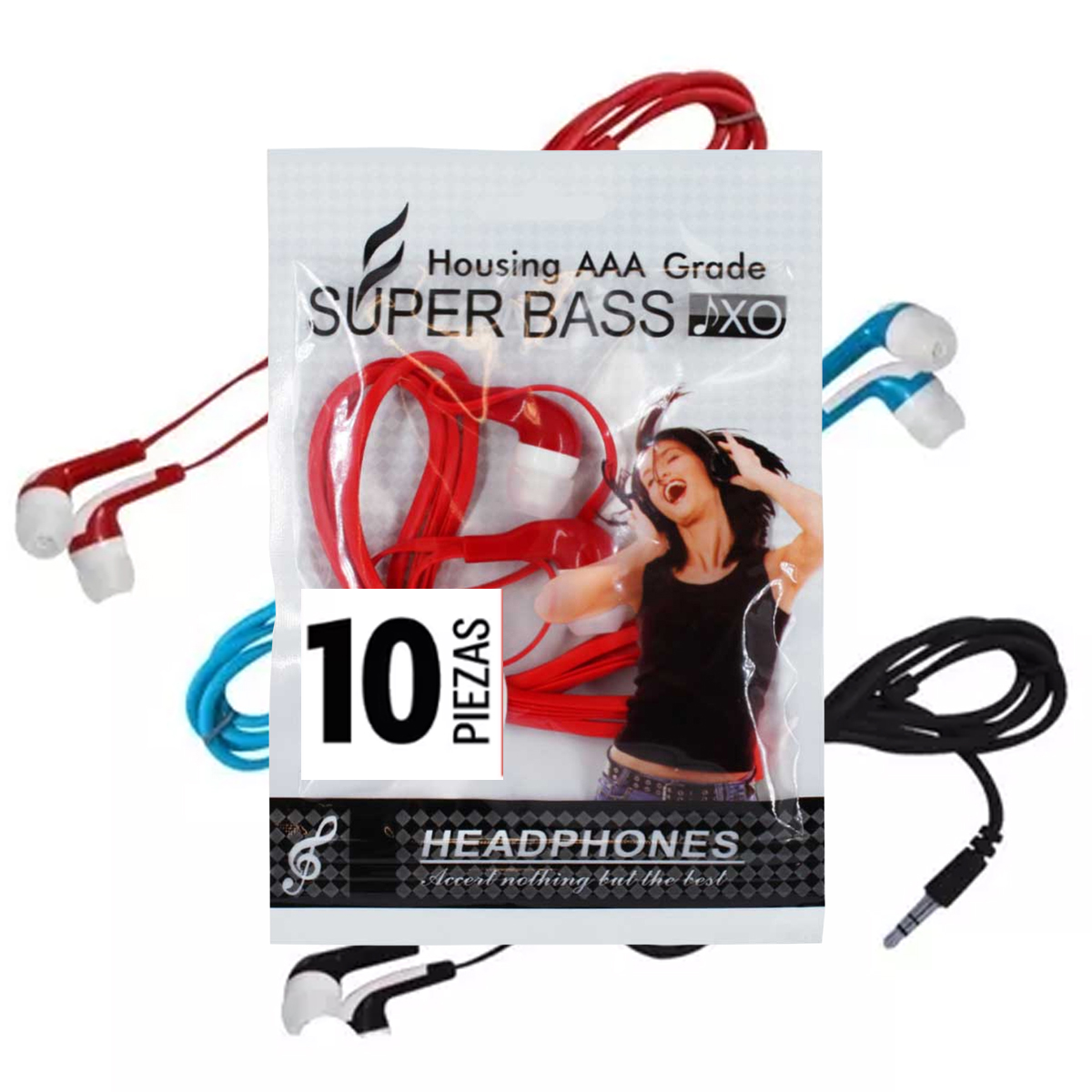 10 Piezas Audifonos In Ear 3.5mm Sin Microfono Color Al Azar