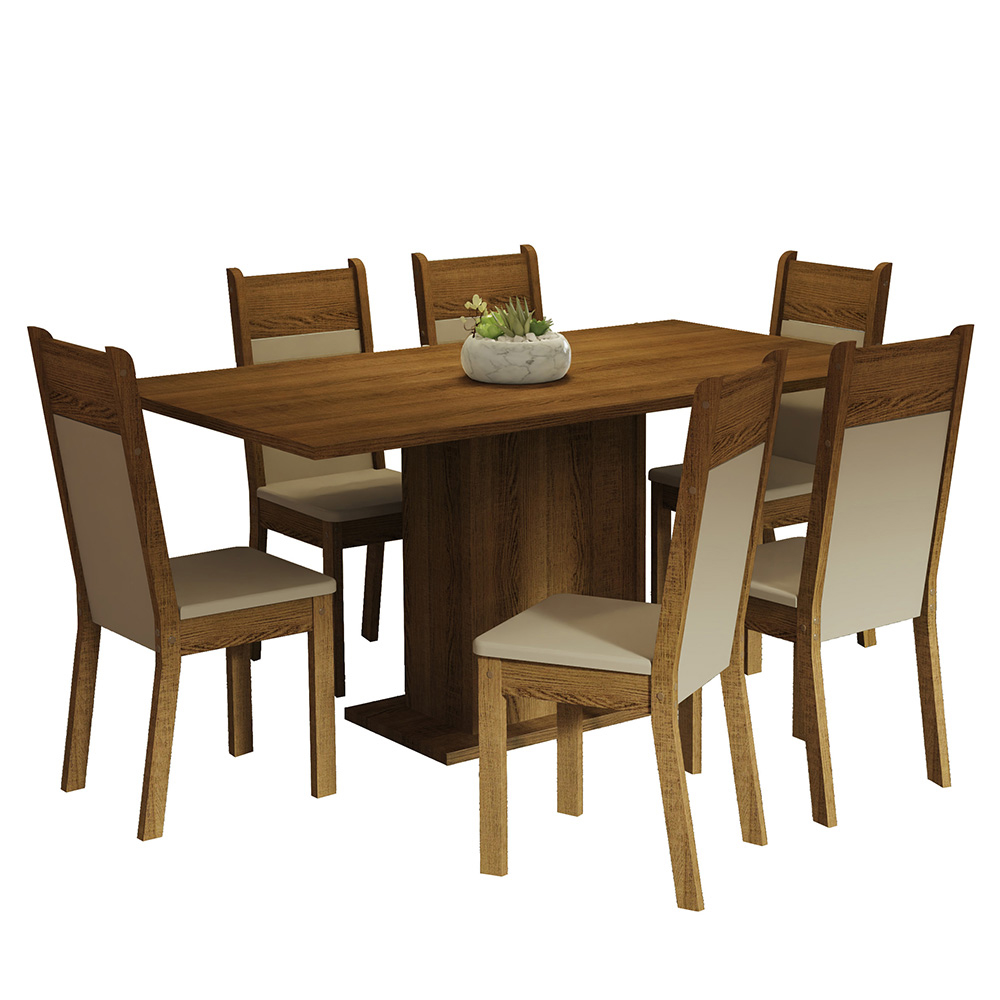 Juego de Comedor con Mesa y 6 Sillas Madesa Augusta MCB