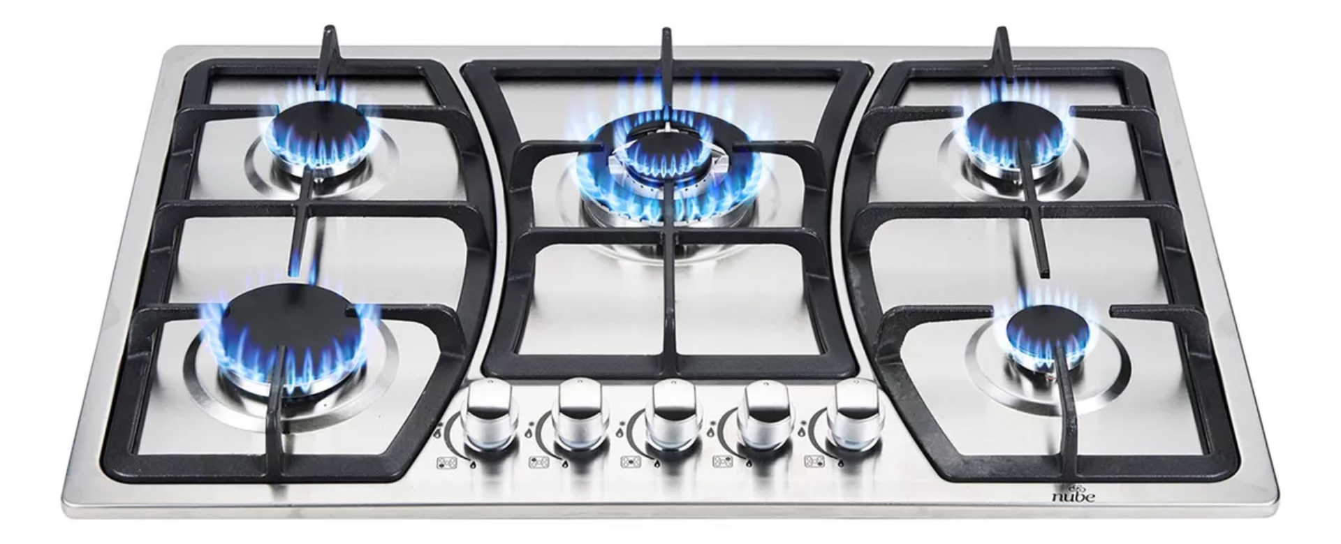 Parrilla A Gas Empotrable 5 Quemadores Acero Inoxidable Premium Plateada Color Plateado Nube