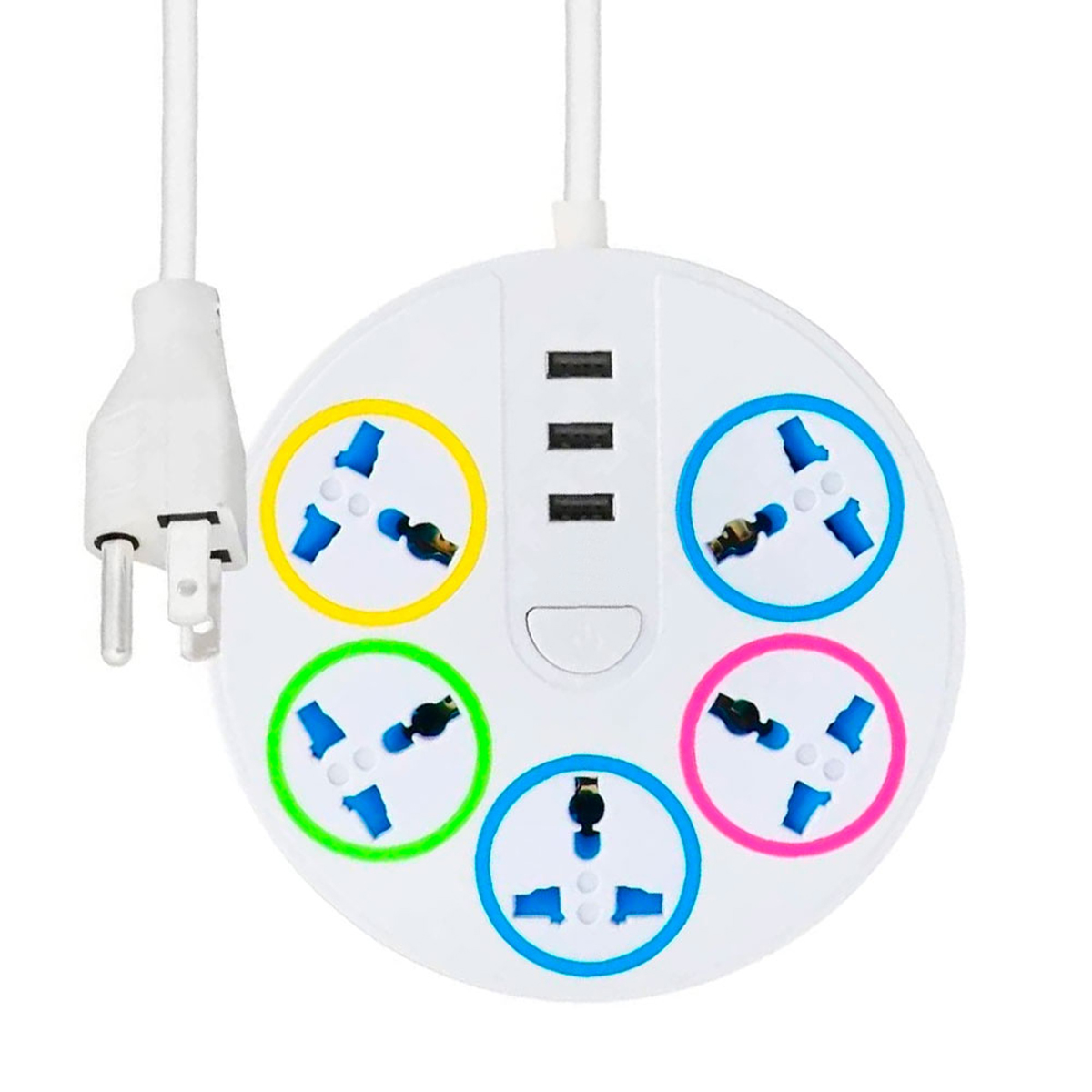 Multicontacto Circular Multiusos 3 Puertos Usb 5 Conexiones