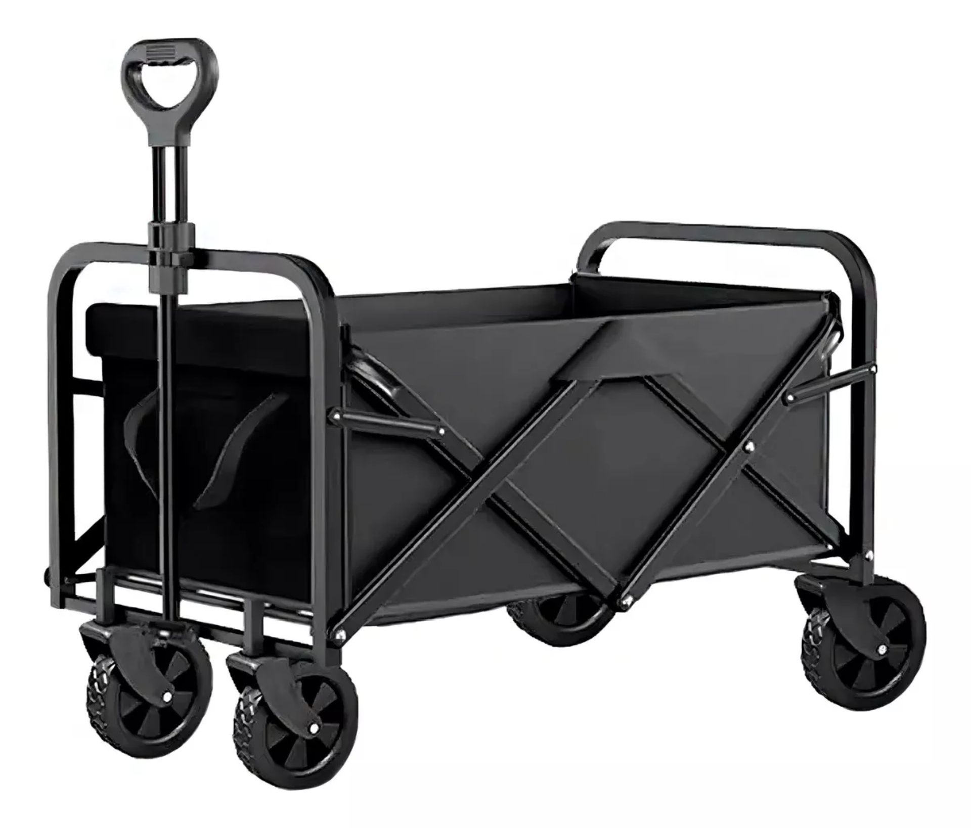 Carrito Vagon Plegable Multiusos Reforzado Camping De Carga Color Negro