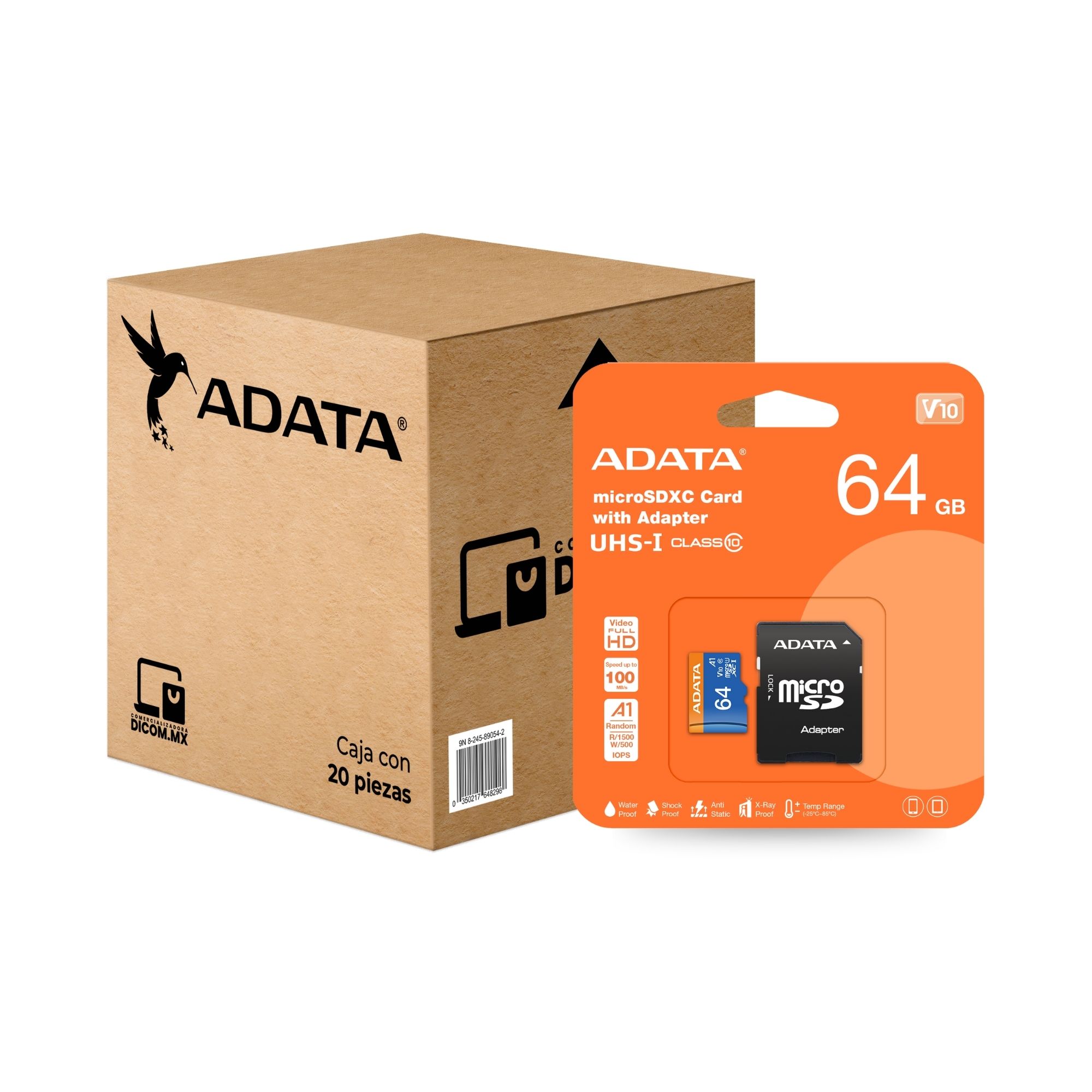 20 Pack - Tarjeta de Memoria microSD de 64 GB Adata Premier A1