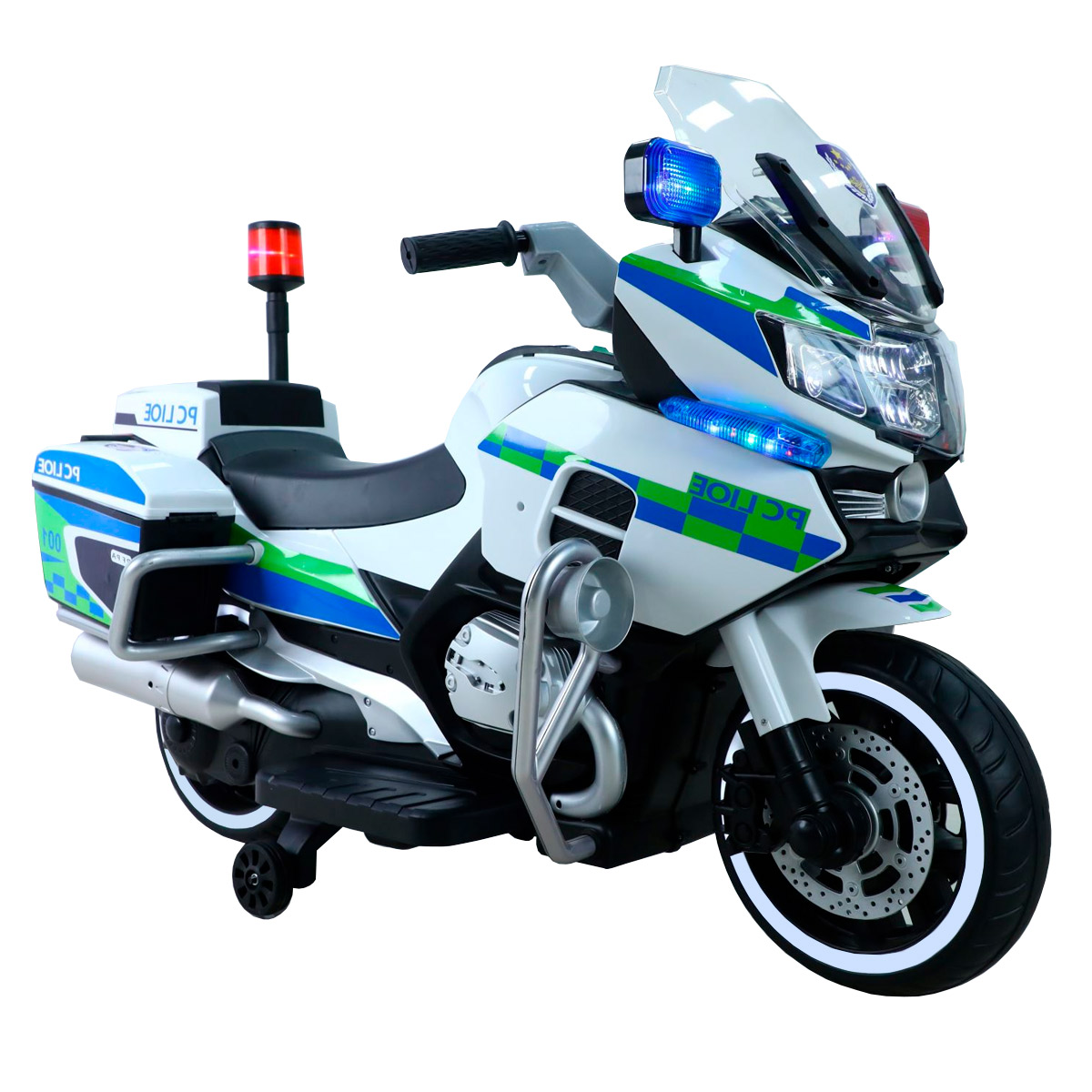 Montable Electrico Para Niños Motocicleta De Policia C-Lee Blanco