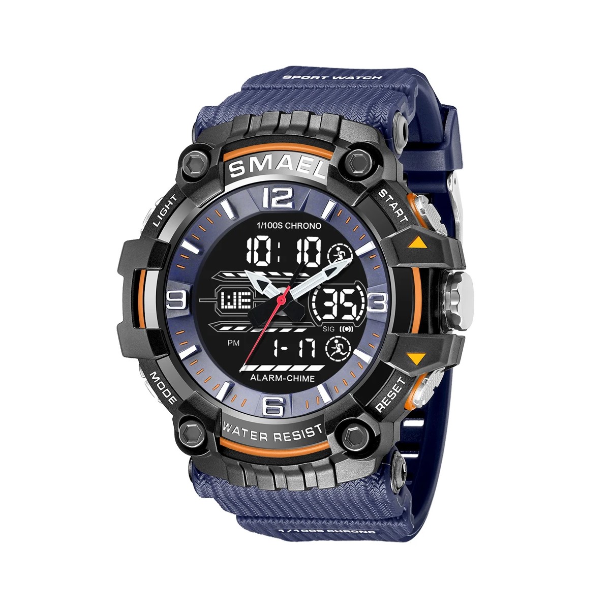 Reloj deportivo azul pulsera cuarzo resistente agua pantalla doble ...