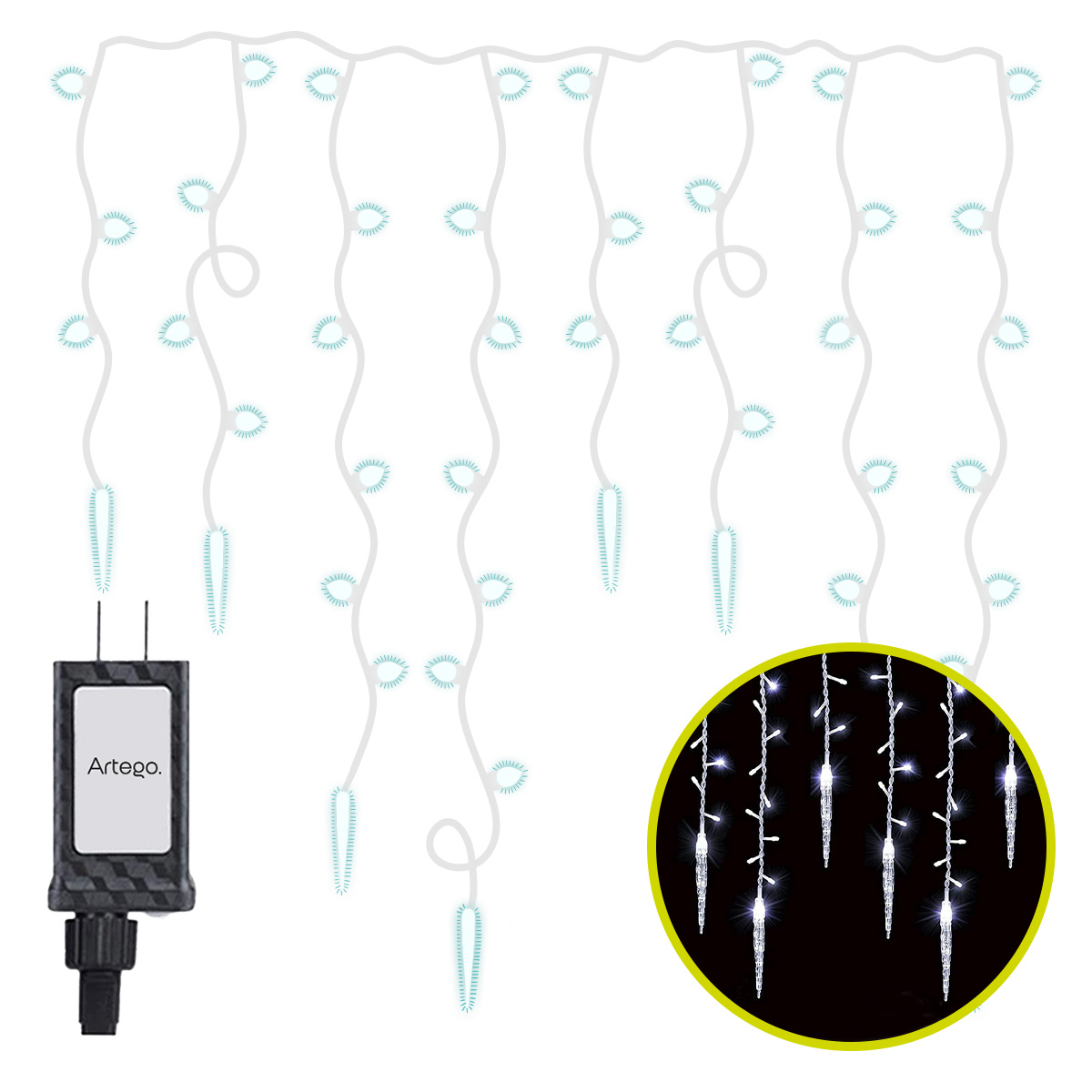 Luces Serie de Navidad tipo cascada caída efecto hielo led 192 cable ...