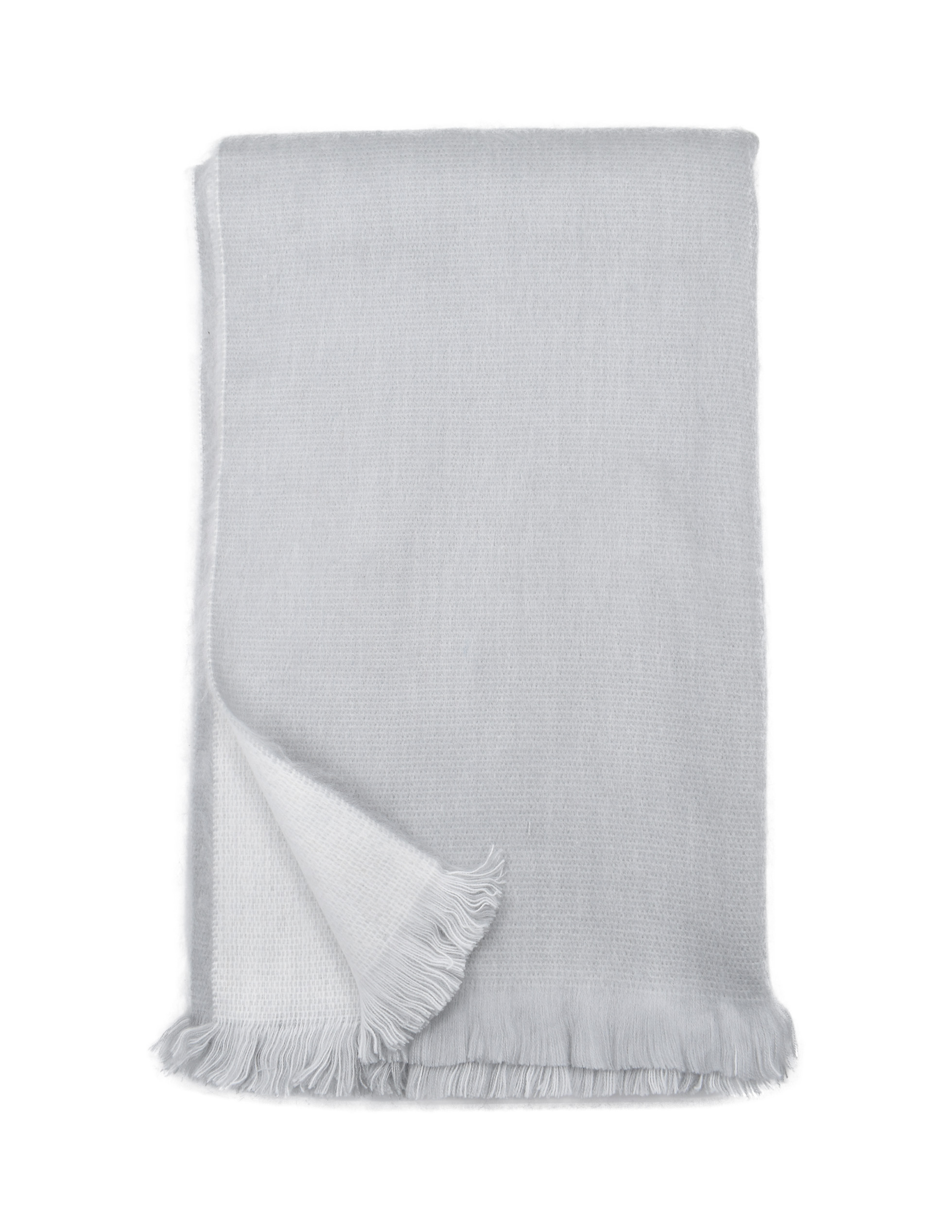 Chalina Doble Vista de Alpaca Color Gris Detalle de Flecos al Tono