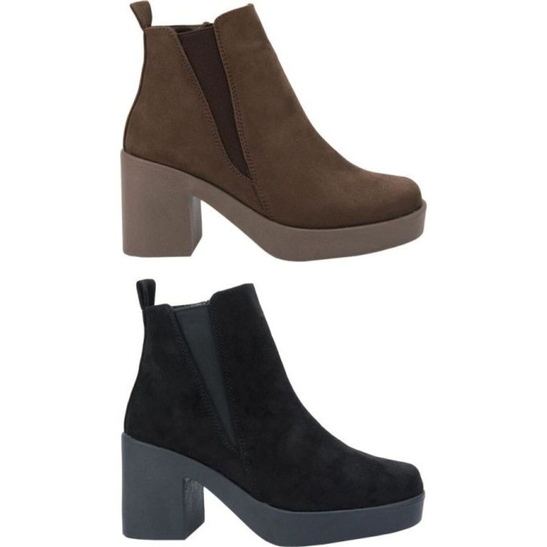 Kit de 2 pares de botas para mujer, con tacón alto y ancho, con cierre ...