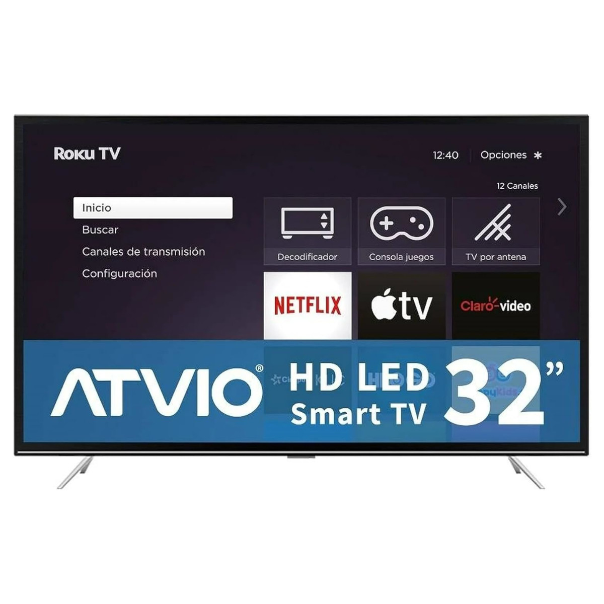SmartTV Pantalla 32 pulgadas ATVIO RokuTV HD Led Dolby Audio