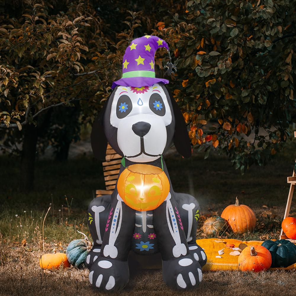 Inflable De Halloween Perro Catrin 1.8mts Con Luz Decorativo Exterior