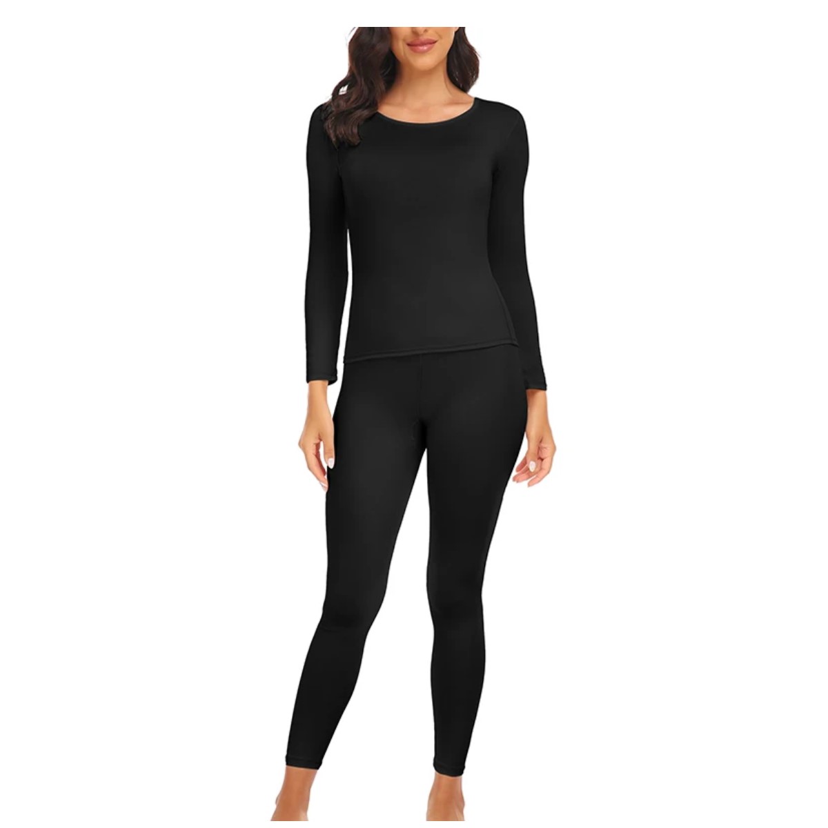 Ropa interior térmica mujer M negro pantalón blusa largos Tiempo frío ...