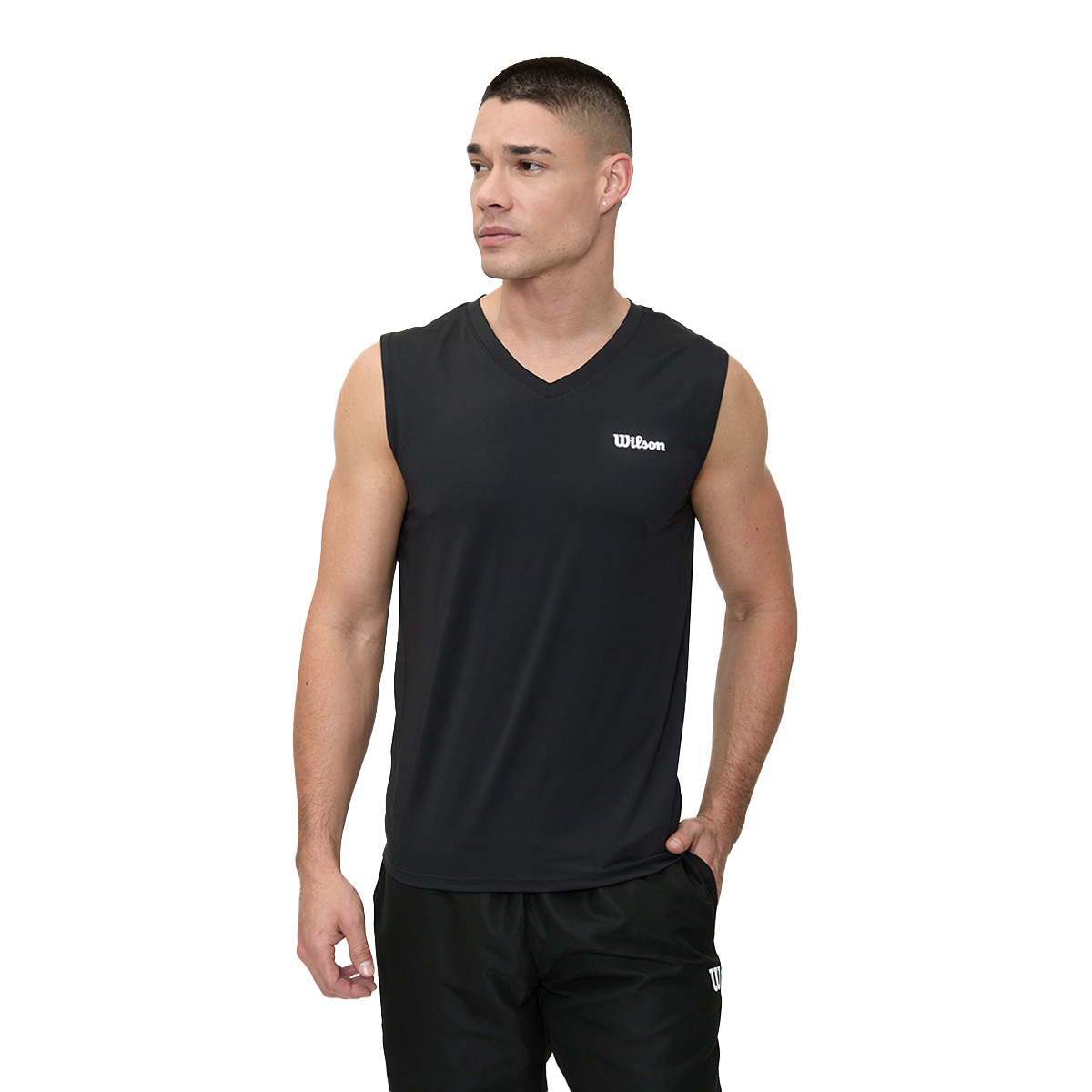 Playera Wilson Ultra Ligera Sin Manga Cuello en V para Hombre