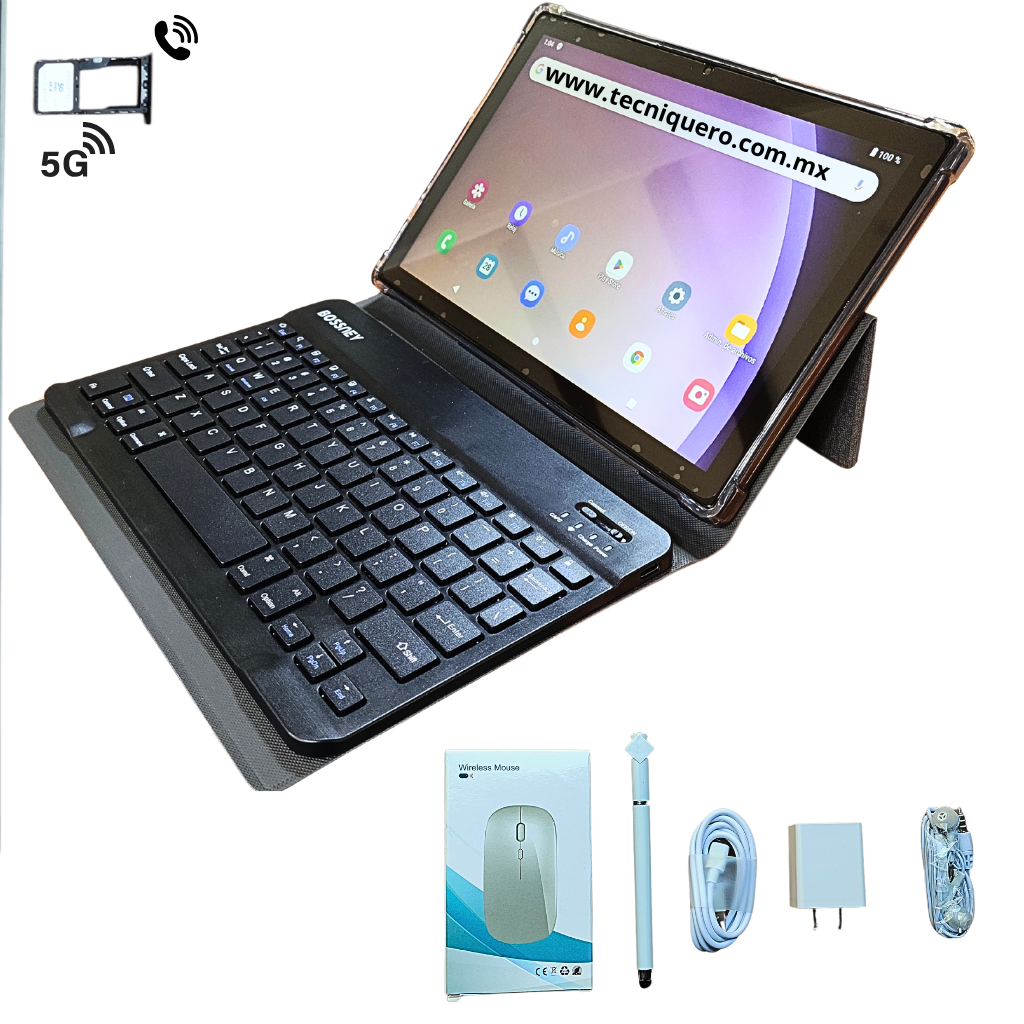 Tablet 2 en 1 Bossney B022 - 8GB RAM, 512GB + Teclado, Mouse y Funda ...